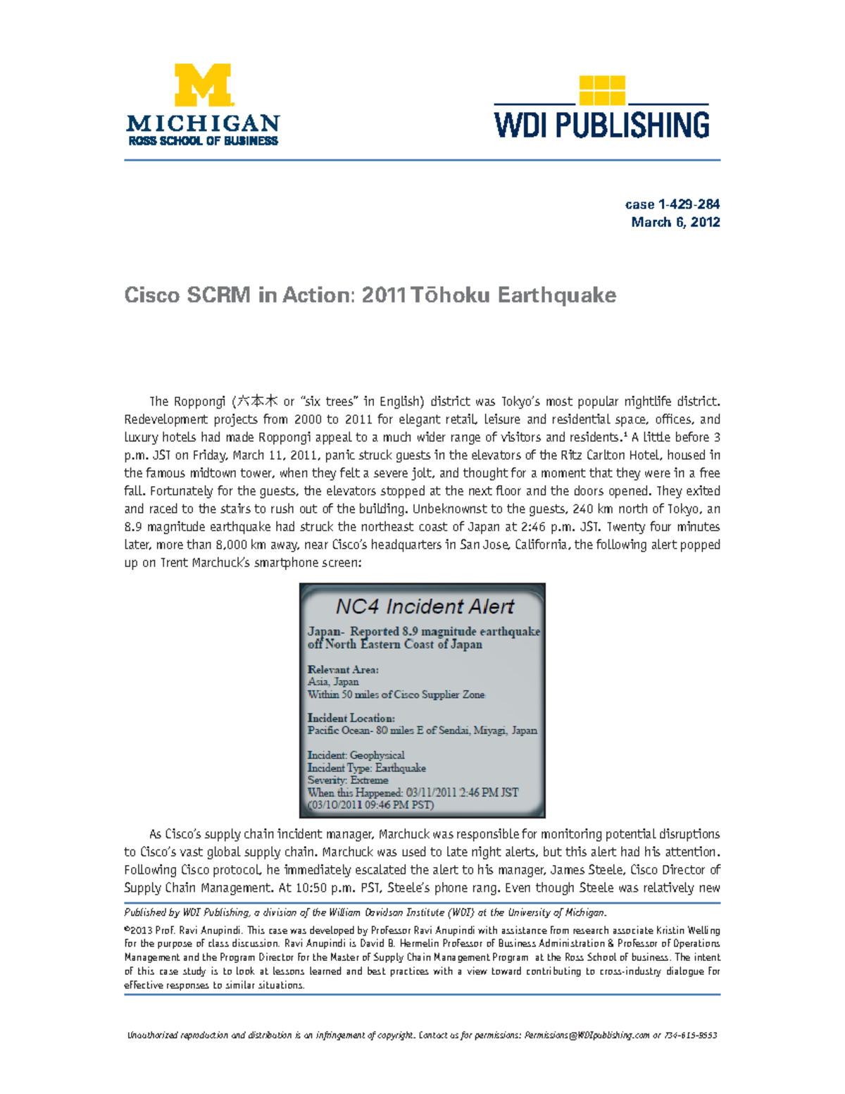 Cisco SCRM in Action 2011 Tohoku Earthquake - Cisco SCRM in Action ...