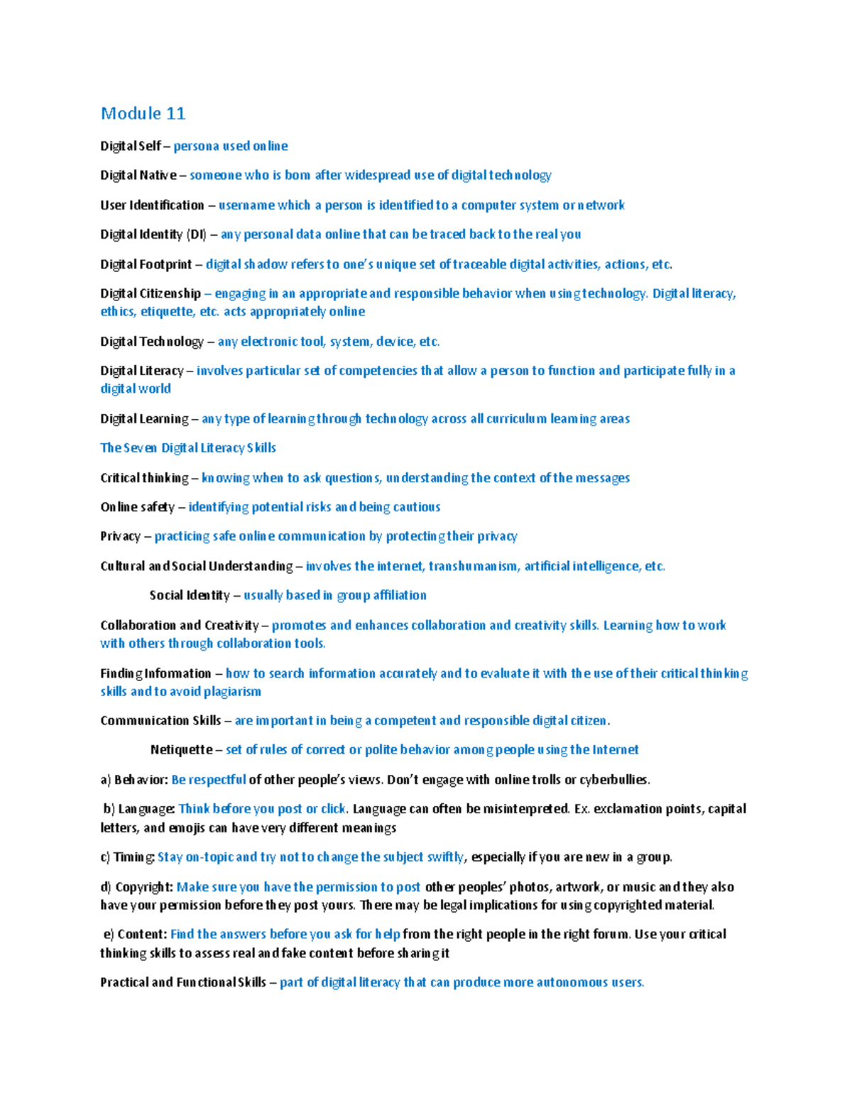 UTS- The Digital Self - Lecture notes 11 - Module 11 Digital Self ...