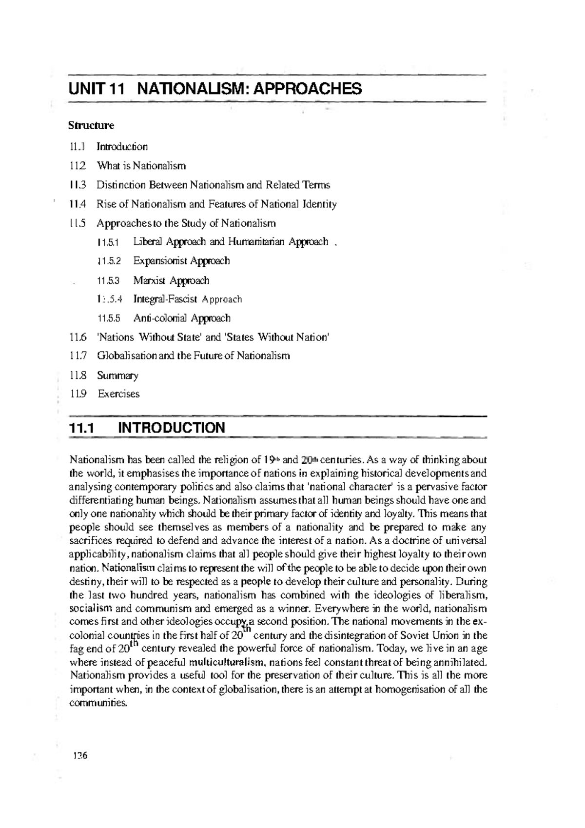 Unit 1. Ge - UNIT 11 NATIONALISM: APPROACHES Structure 11 Introduction ...