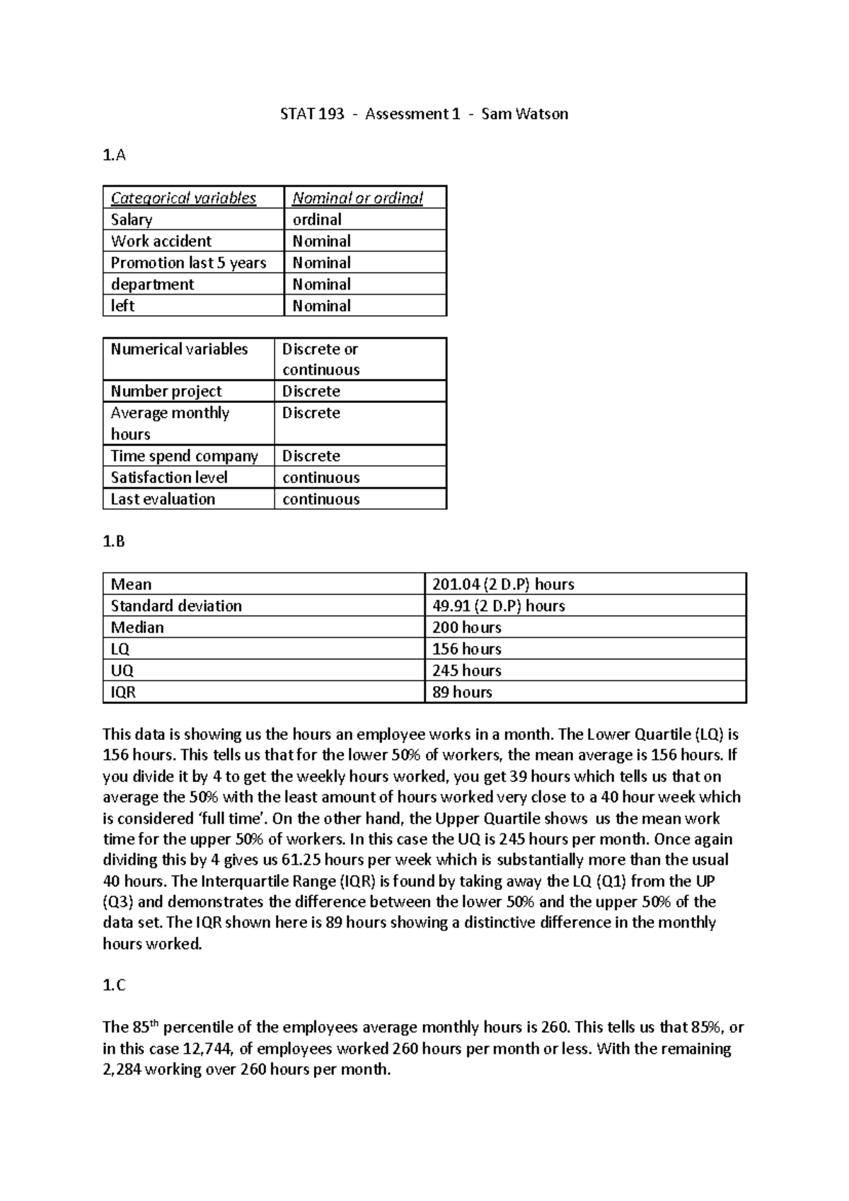 STAT 193 Assessment 1 PDF - STAT 193 - Assessment 1 - Sam Watson 1 ...