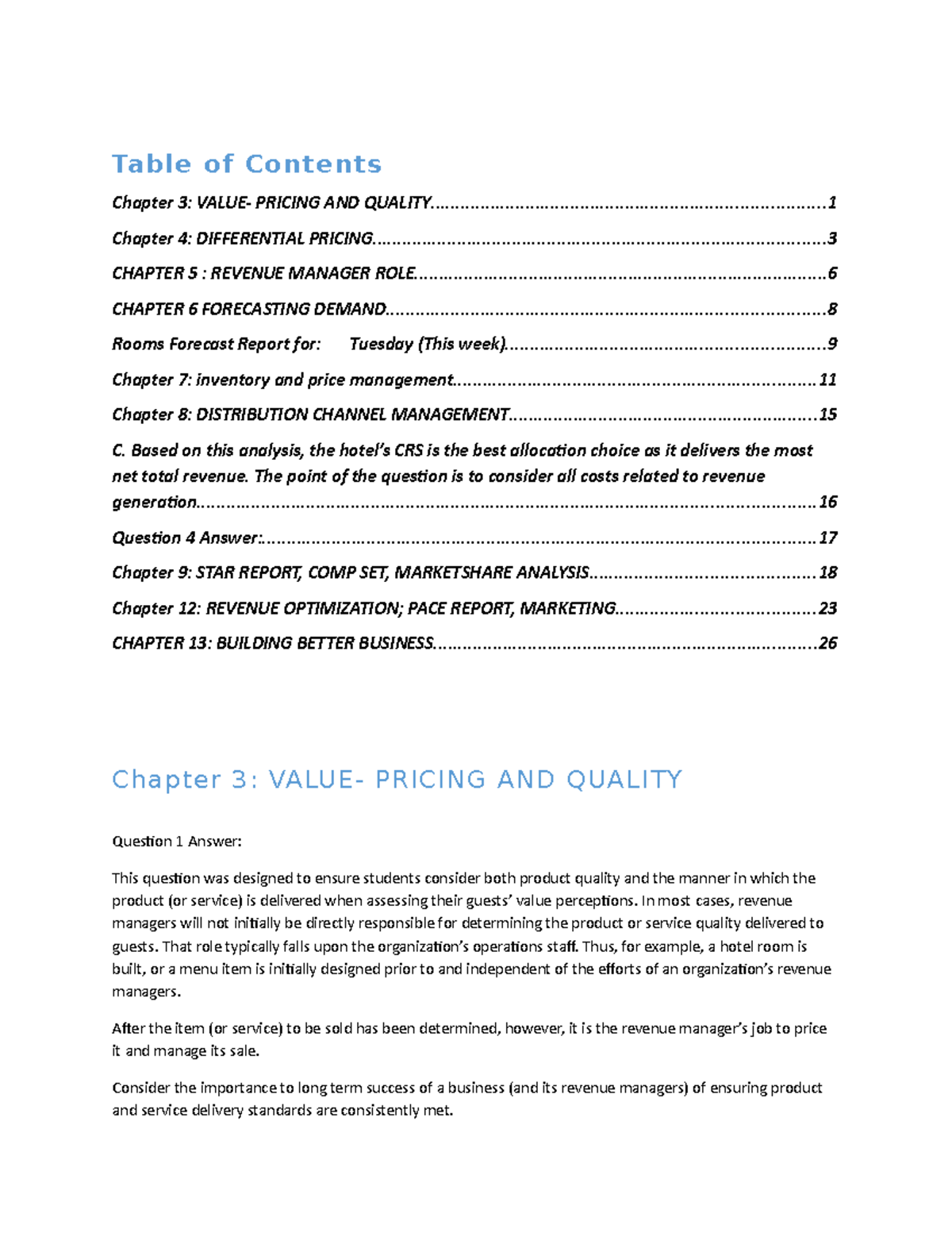 Combine ALL END Chapter Questions - Table of Contents Chapter 3: VALUE ...