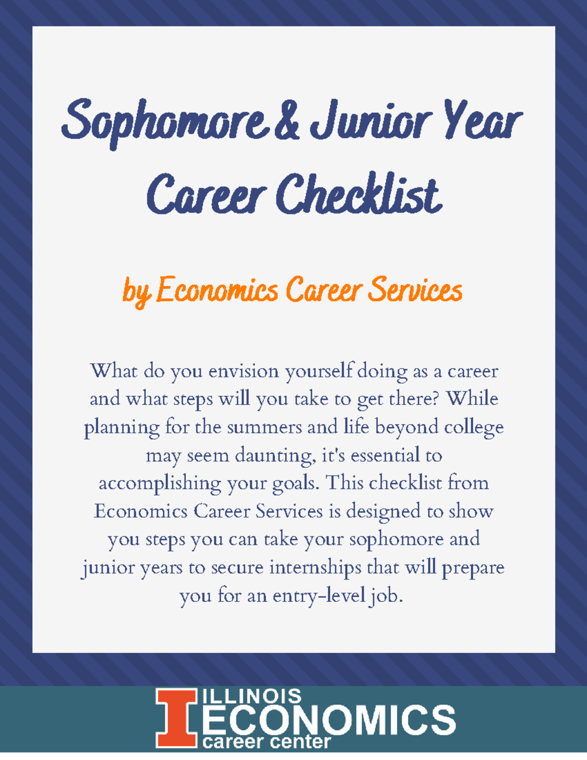 Sophomore & Junior Year Career Checklist - What do you envision yourself doing as a career and ...