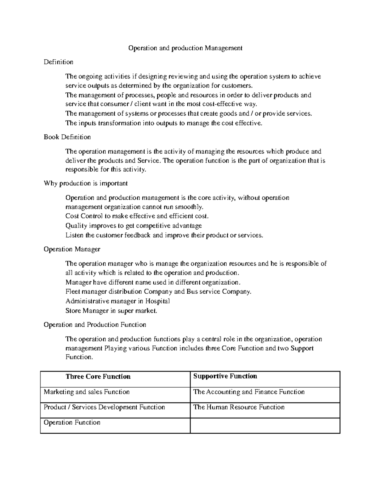 Operation and production Management - Operation and production ...