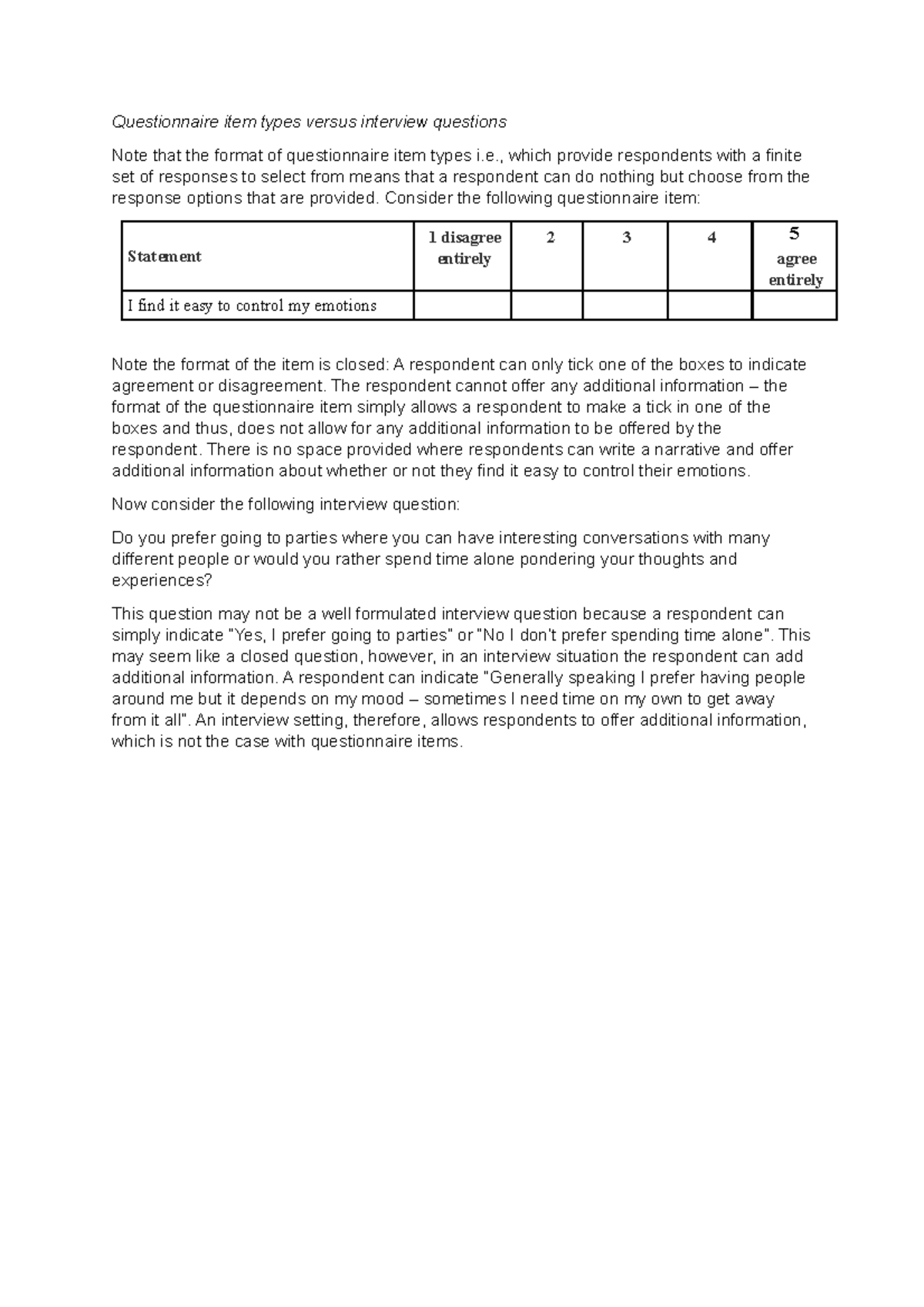 Questionnaire item types versus interview questions - PYC4804 - Unisa ...