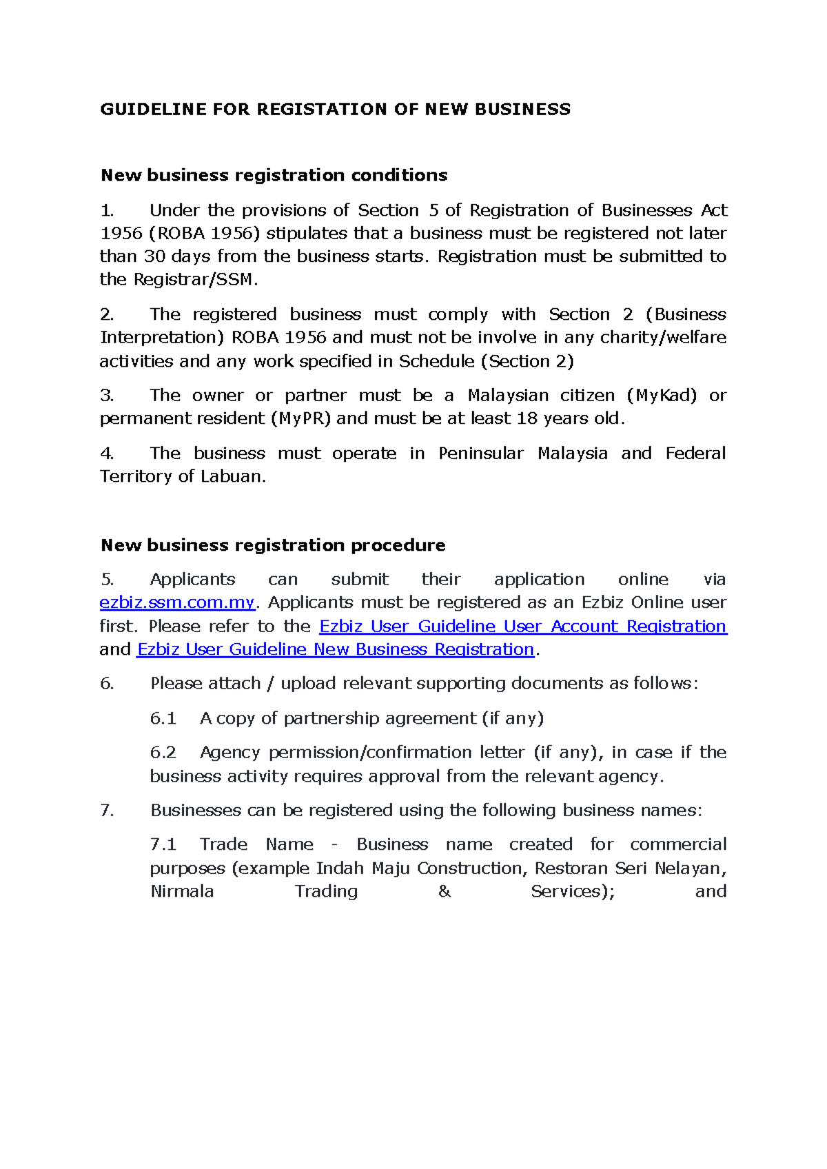 Guideline FOR Registration OF NEW Business - GUIDELINE FOR REGISTATION ...