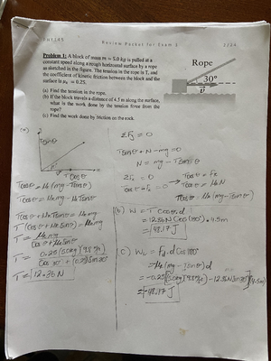 Classwork 10 - Exercises on forces and motion in two and three ...