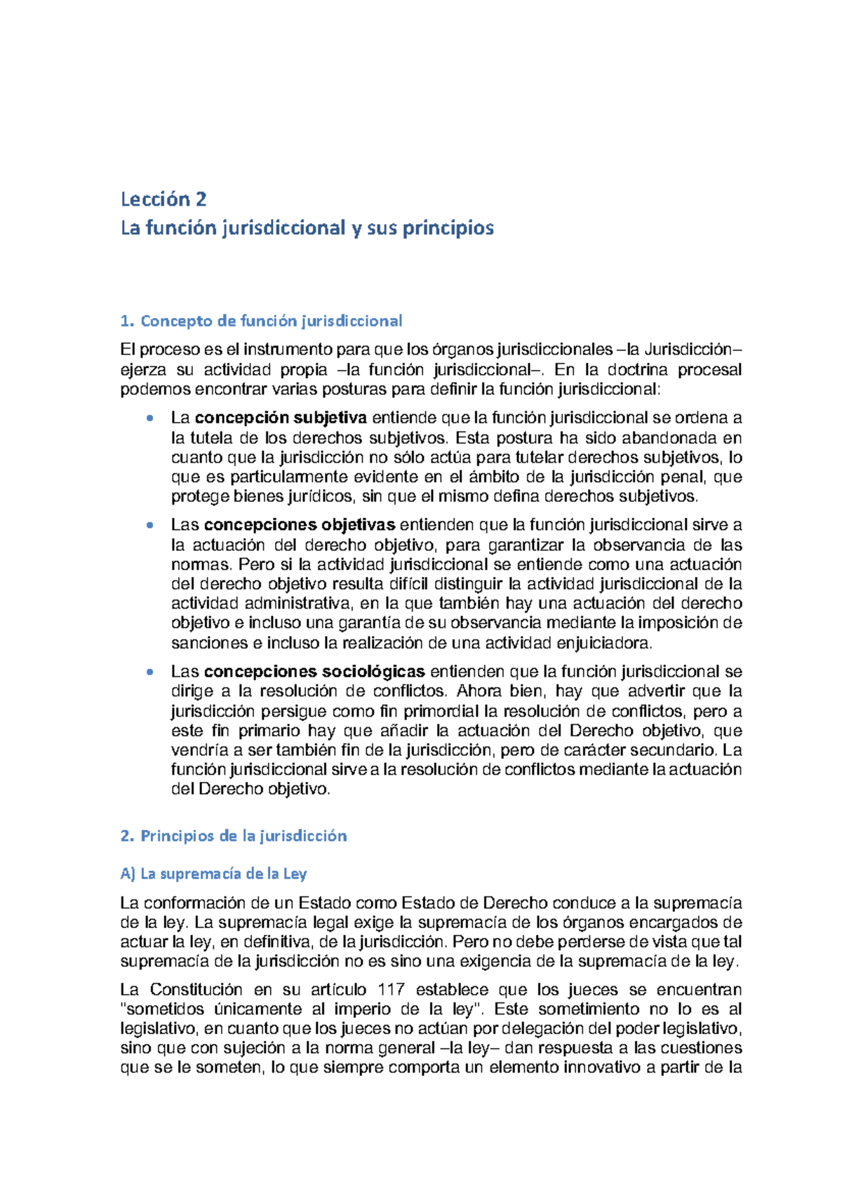 Tema 2 procesal picil - Lección 2 La función jurisdiccional y sus ...