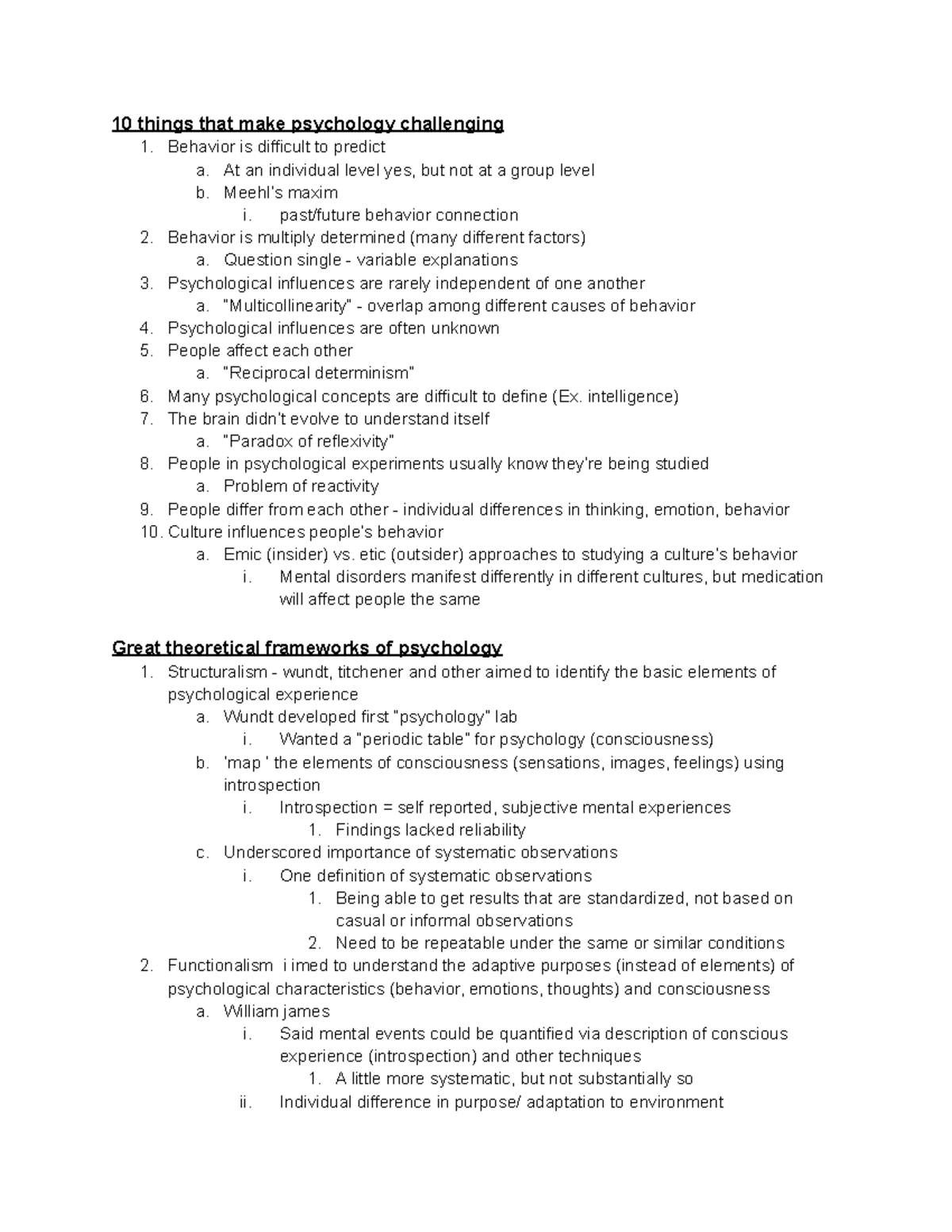 Psys 100 class 2 8 25 - Prof Forbey - 10 things that make psychology ...