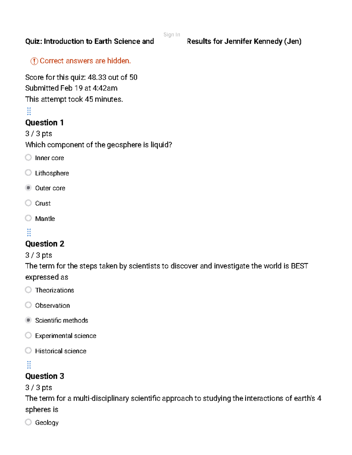 48:50 PHSC Quiz Introduction to Earth Science and Minerals - Quiz ...