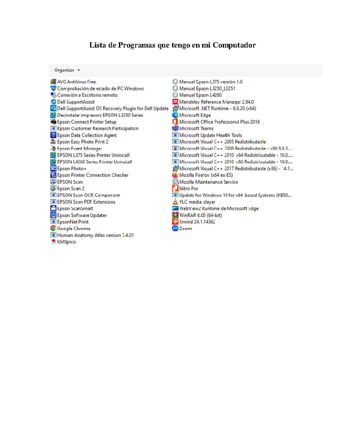 Lista de Programas que tengo en mi Computador - Conceptos ...