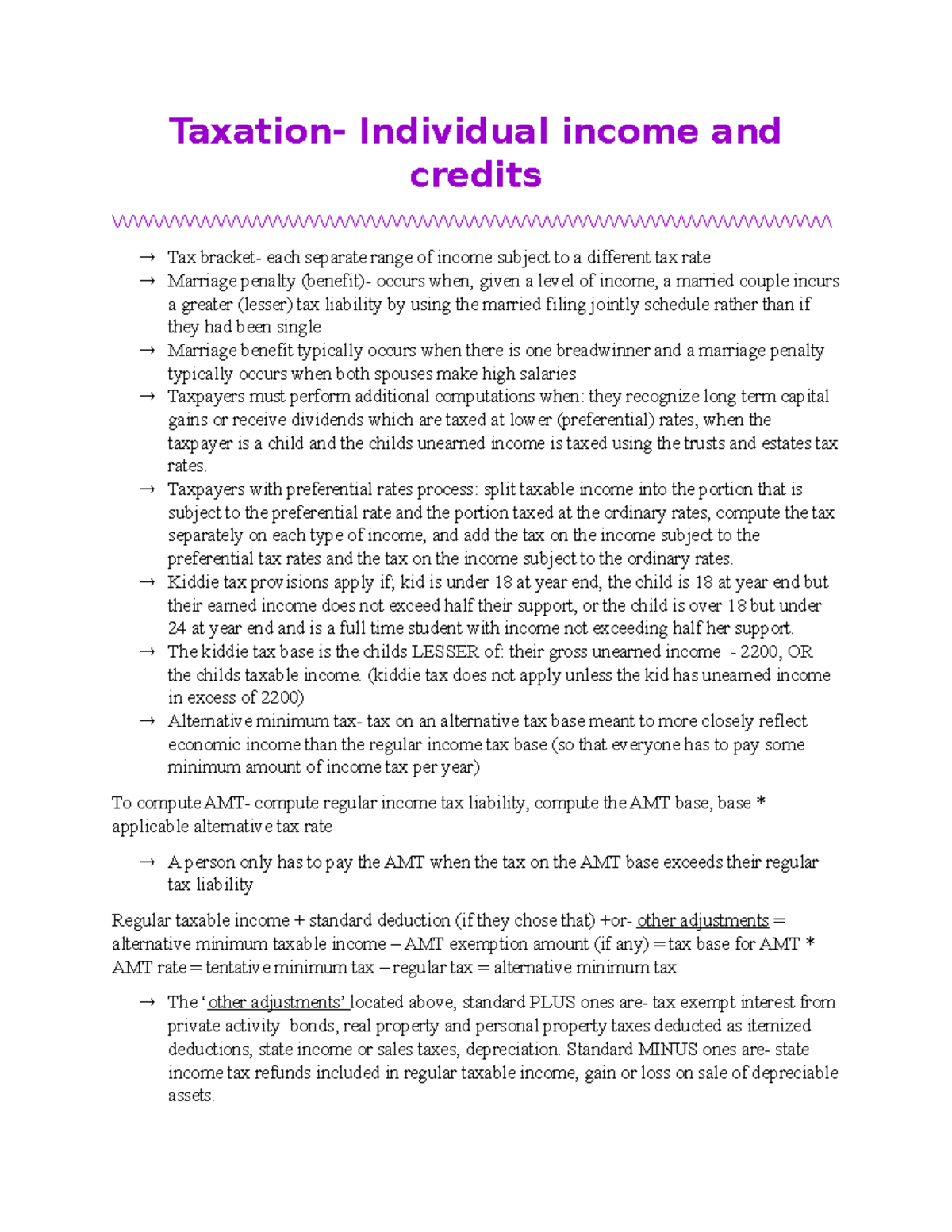 Chapter 8- individual income and tax credits - Taxation- Individual ...