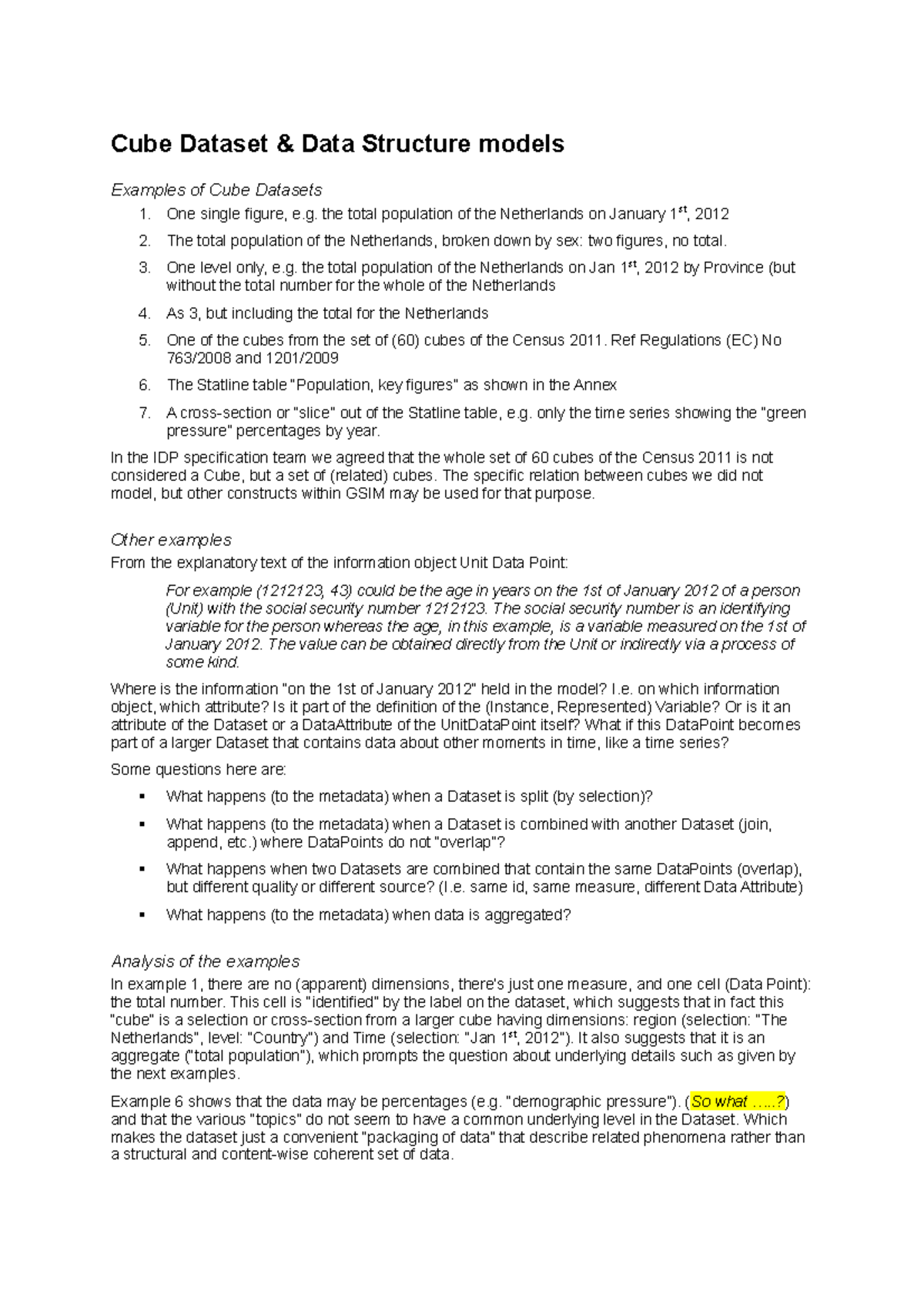GSIM Cube Dataset considerations - Cube Dataset & Data Structure models ...