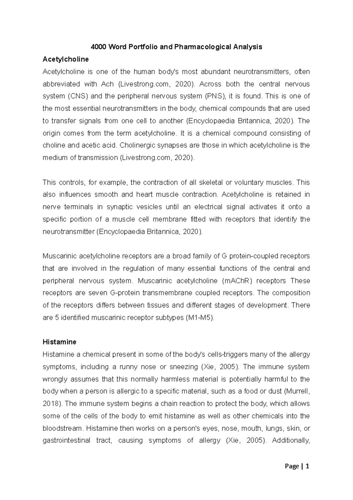 Pharmacology submitted - 4000 Word Portfolio and Pharmacological ...