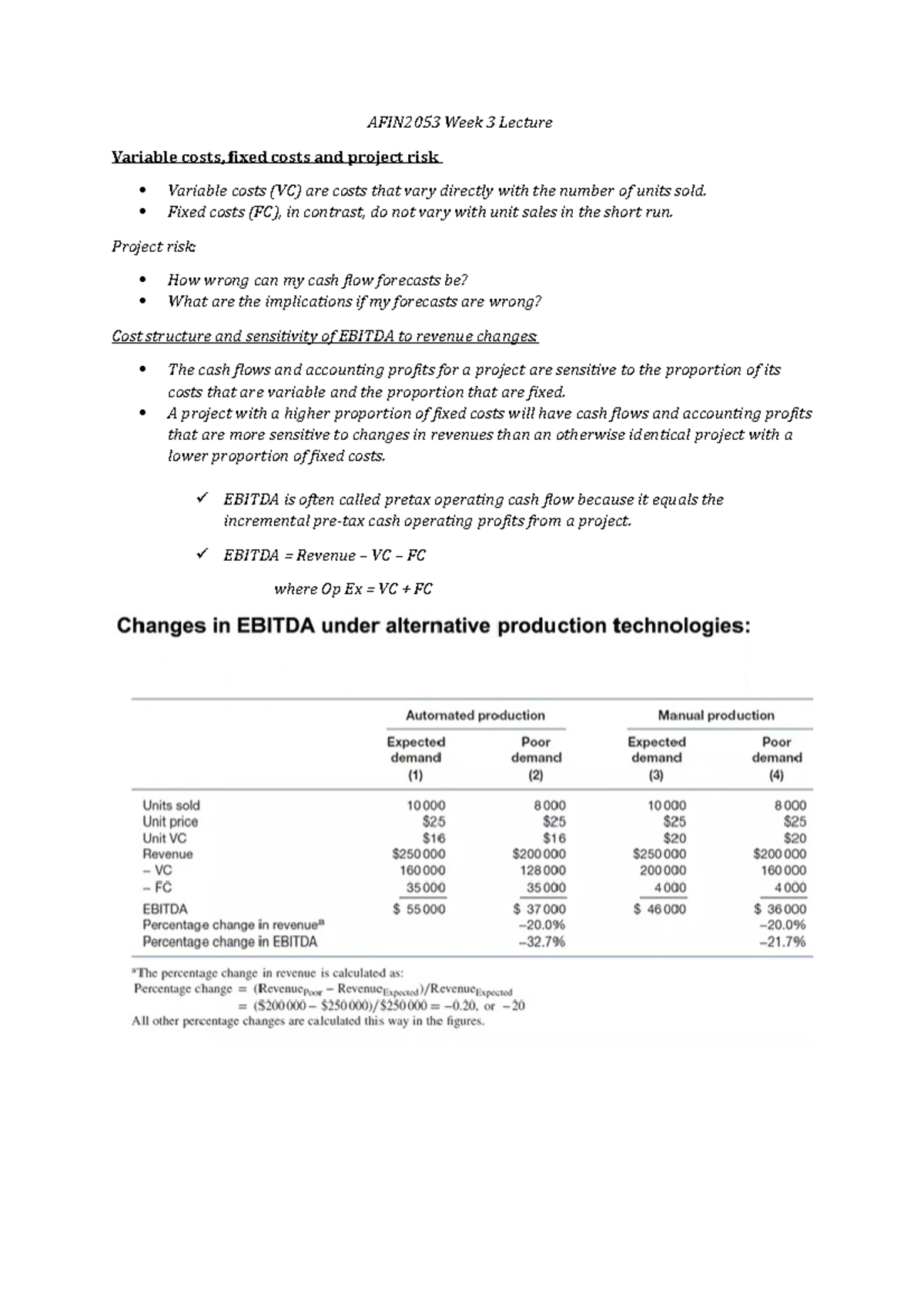 AFIN2053 Week 3 Lecture - AFIN2053 Week 3 Lecture Variable costs, fixed ...