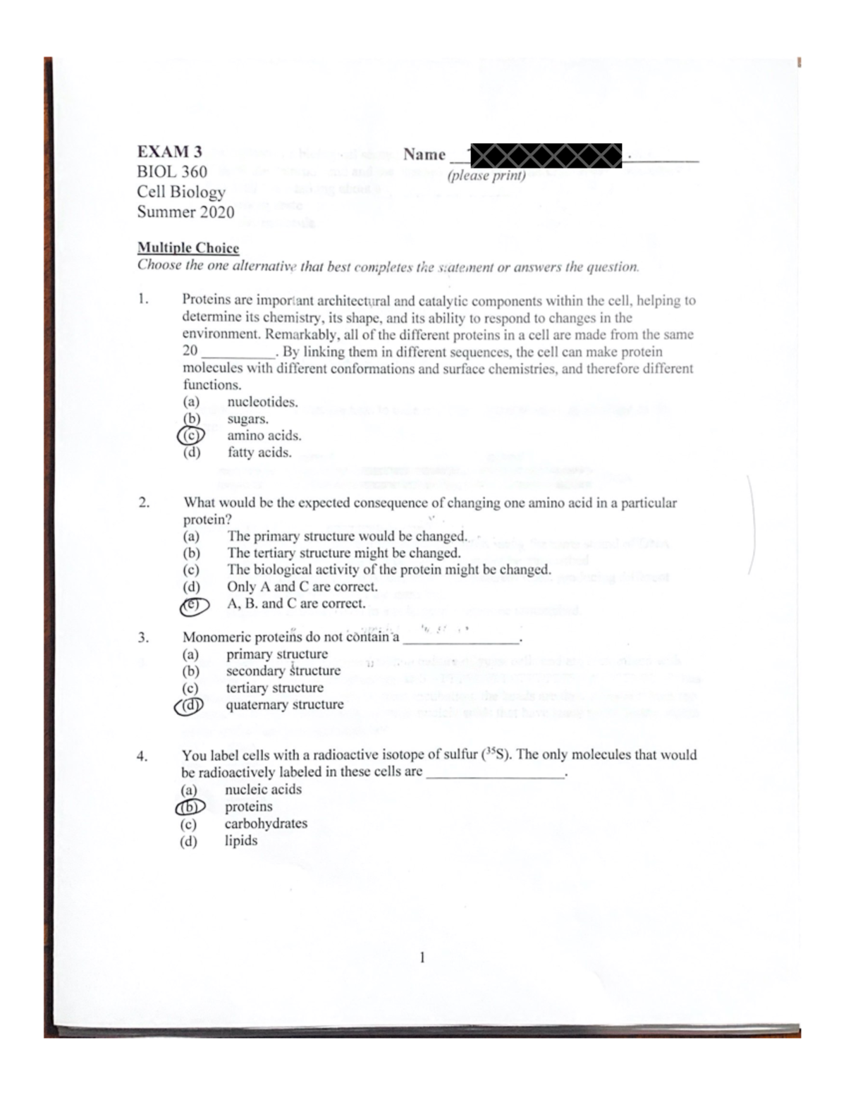 Cell Bio Exam 3 ( Finals) - BIOL 360 - Studocu