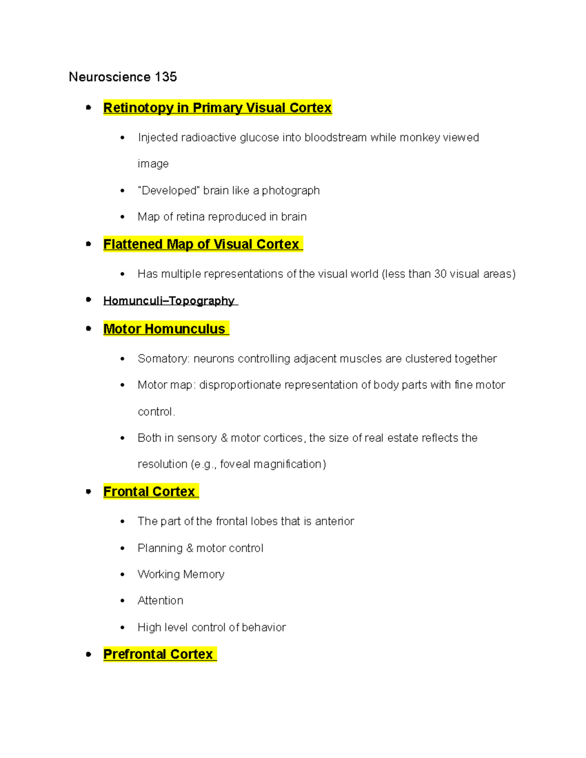 Psc 135 day 10 - visual cortex, frontal cortex, limbic system, and ...
