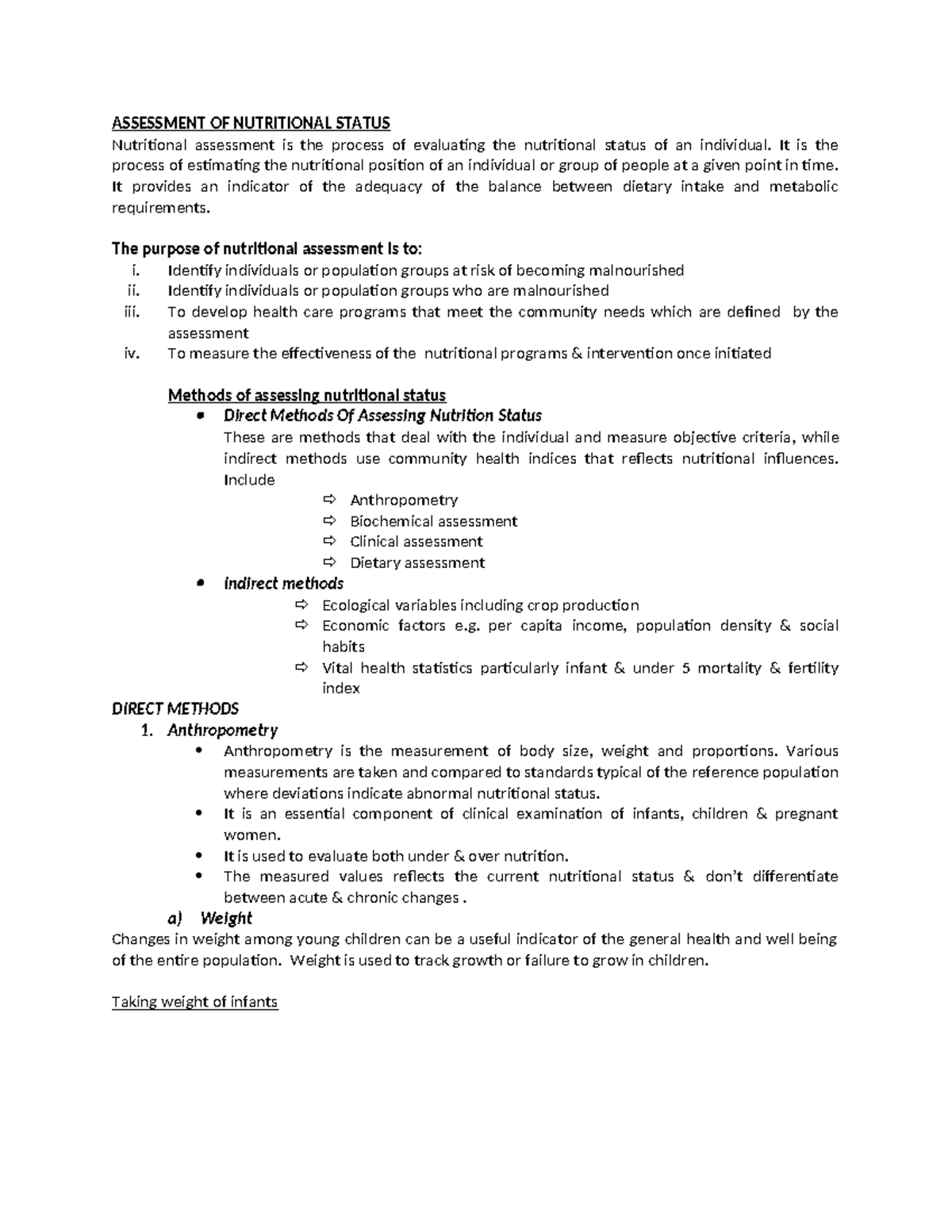 Assessment of nutritional status april 2017 - ASSESSMENT OF NUTRITIONAL ...