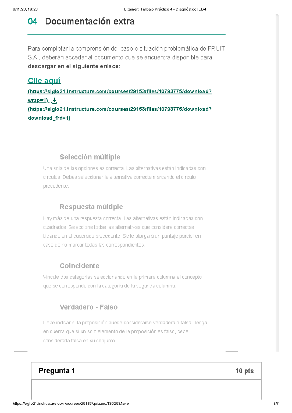 Examen Trabajo Práctico 4 - Diagnóstico [ED4] 100% - 04 Documentación extra Para completar la ...