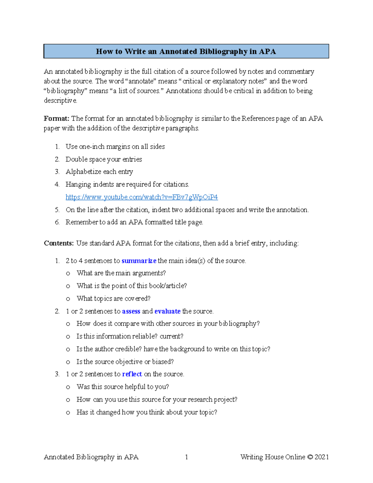 Annotated Bibliography in APA WHO Sept 2021 - Annotated Bibliography in ...