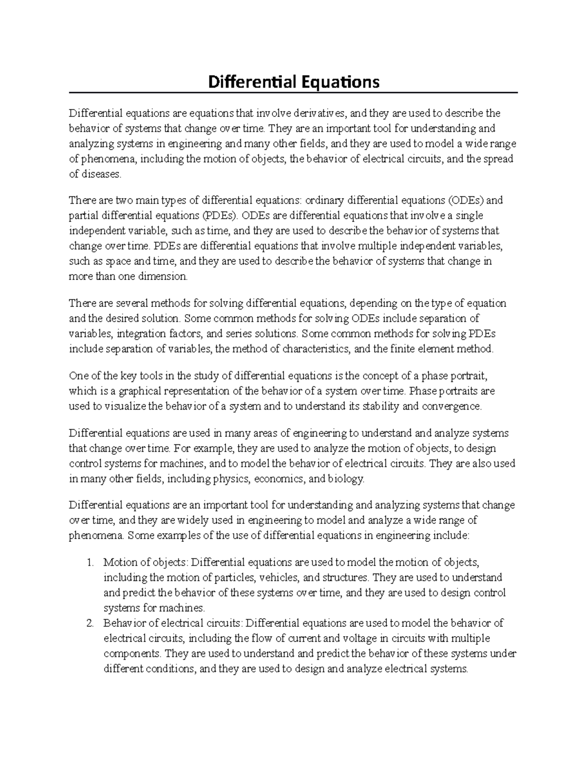 Differential Equations - Differential Equations Differential equations ...