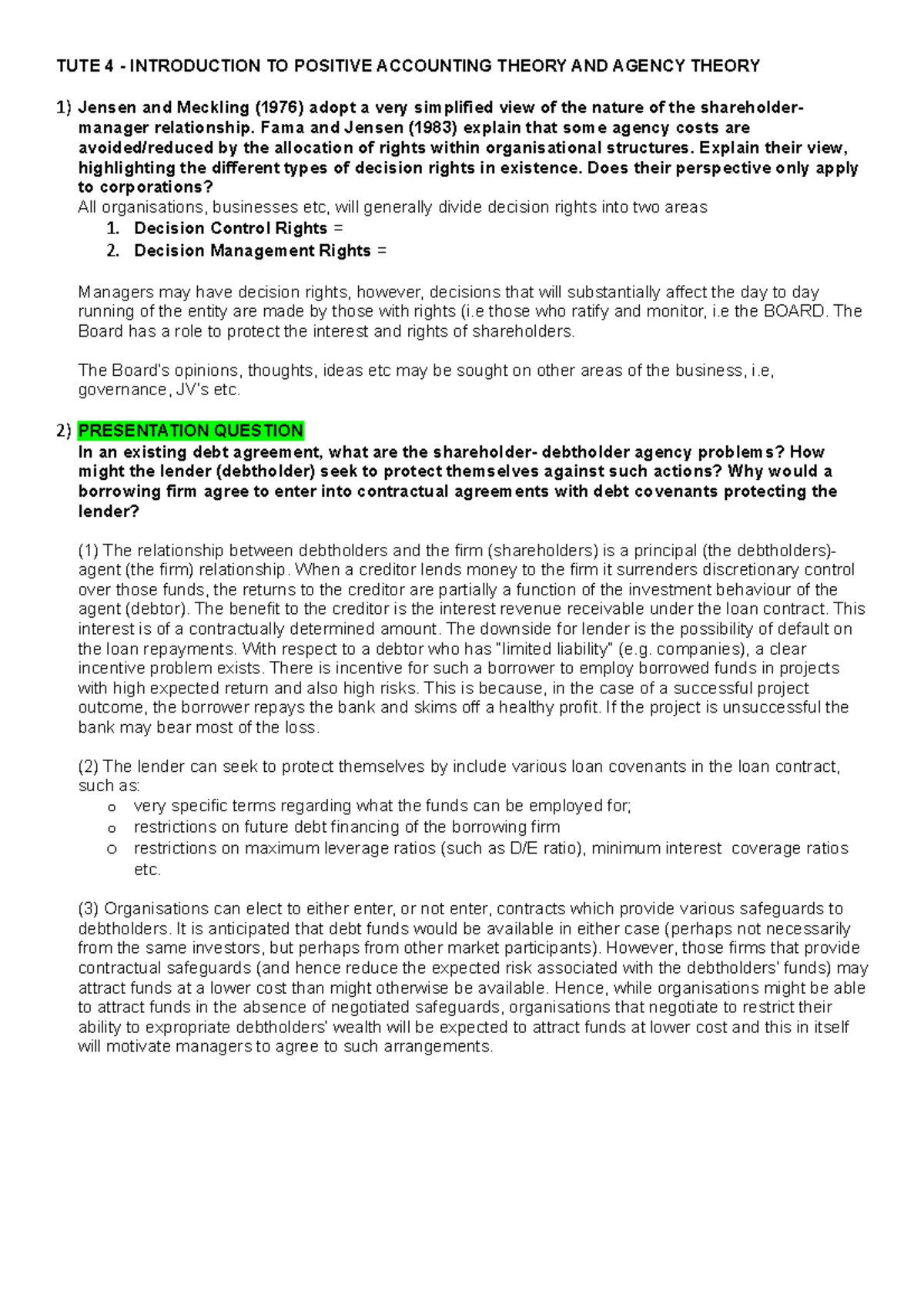 Tutorial 4 BUSN3001 S1 2022 - Answers - TUTE 4 - INTRODUCTION TO ...