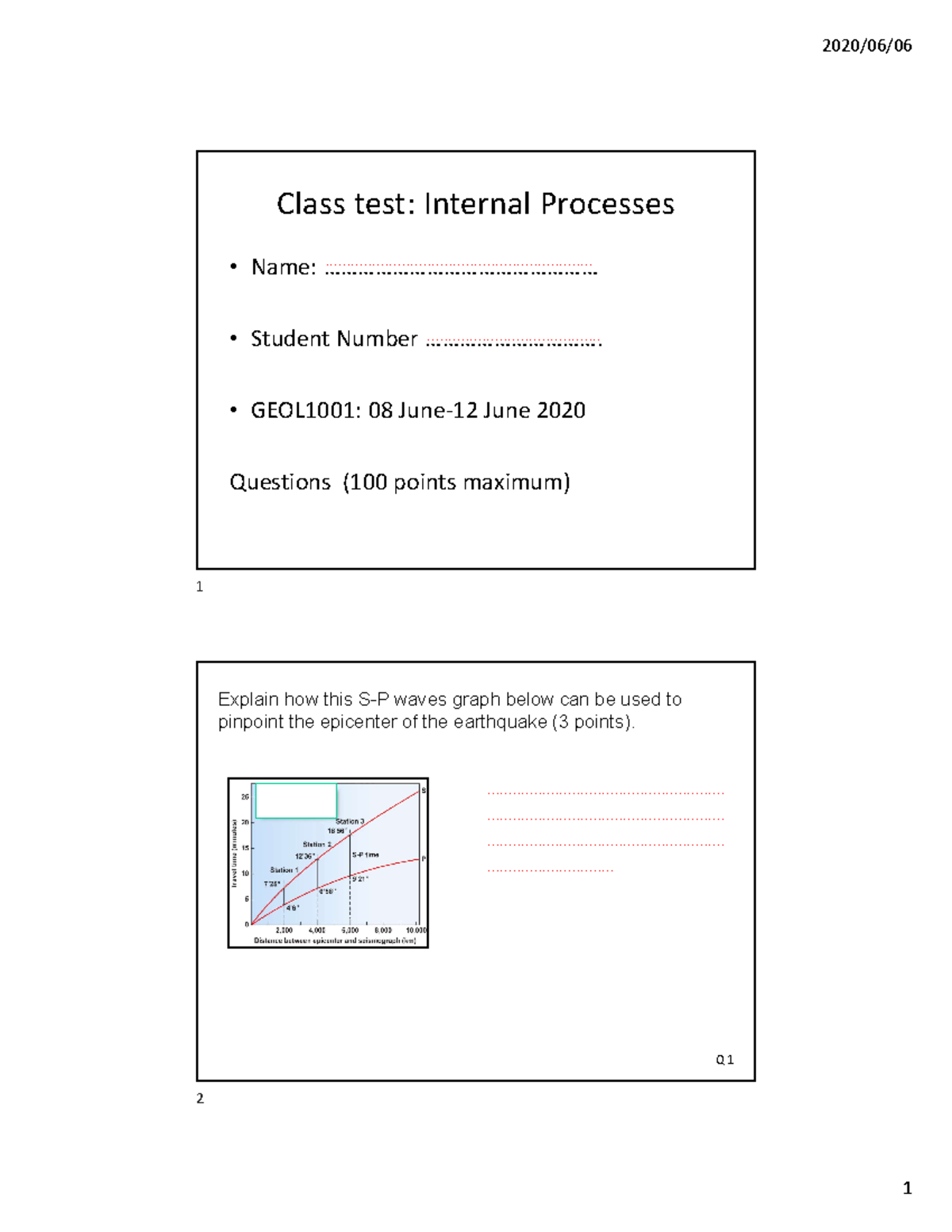2020 Class test Internal Processes - Class test: Internal Processes ...