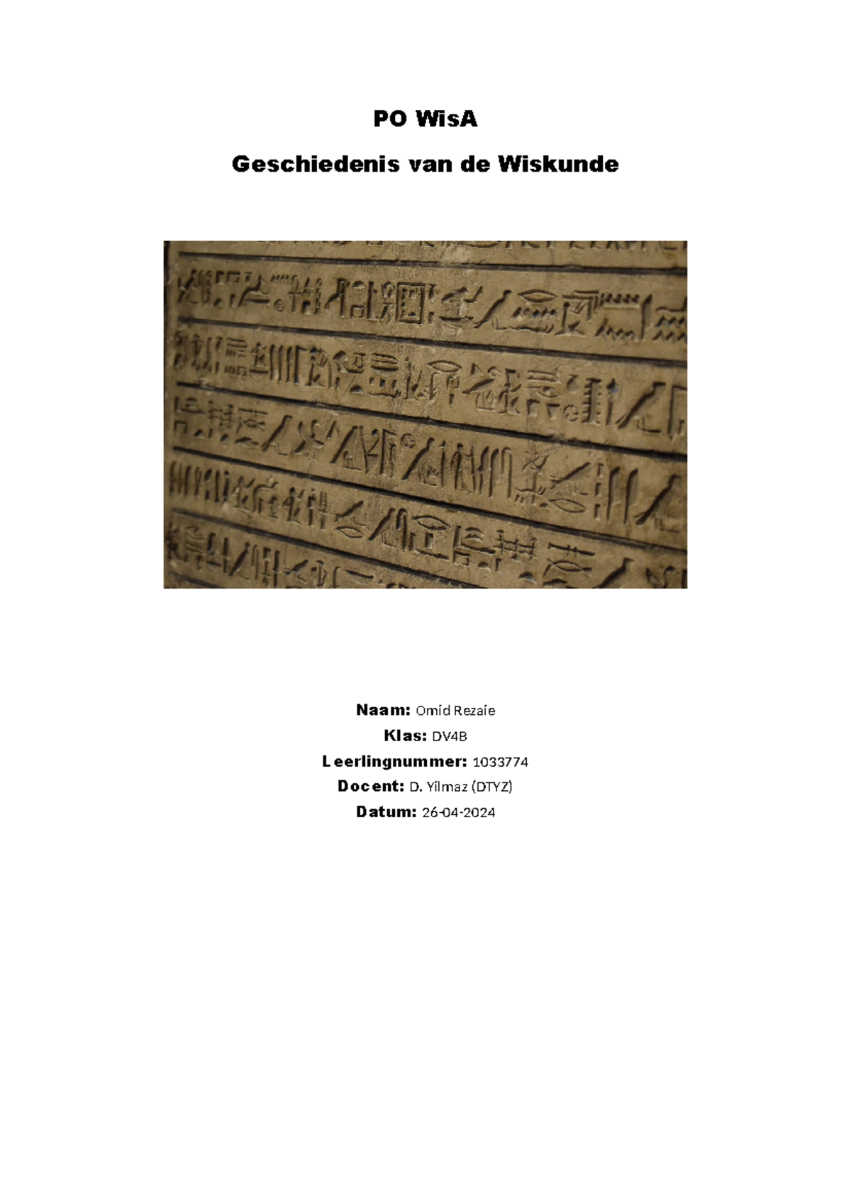 PO Wis A Definitief - Wiskunde A Werkstuk - Het Oude Egypte - PO WisA ...