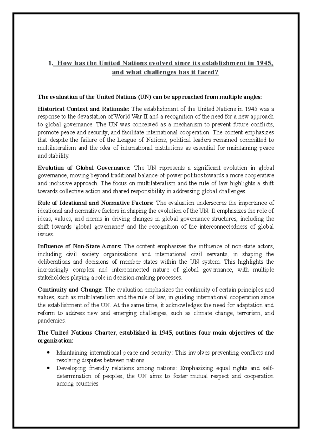 Peace - 1. 1. How has the United Nations evolved since its ...