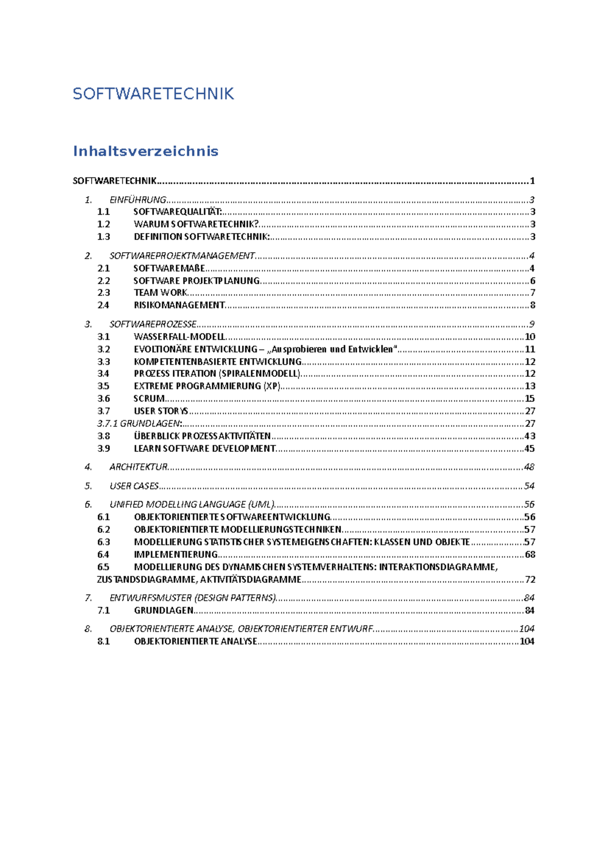 Softwaretechnik 3 - teil zusammenfassung - SOFTWARETECHNIK - Studocu