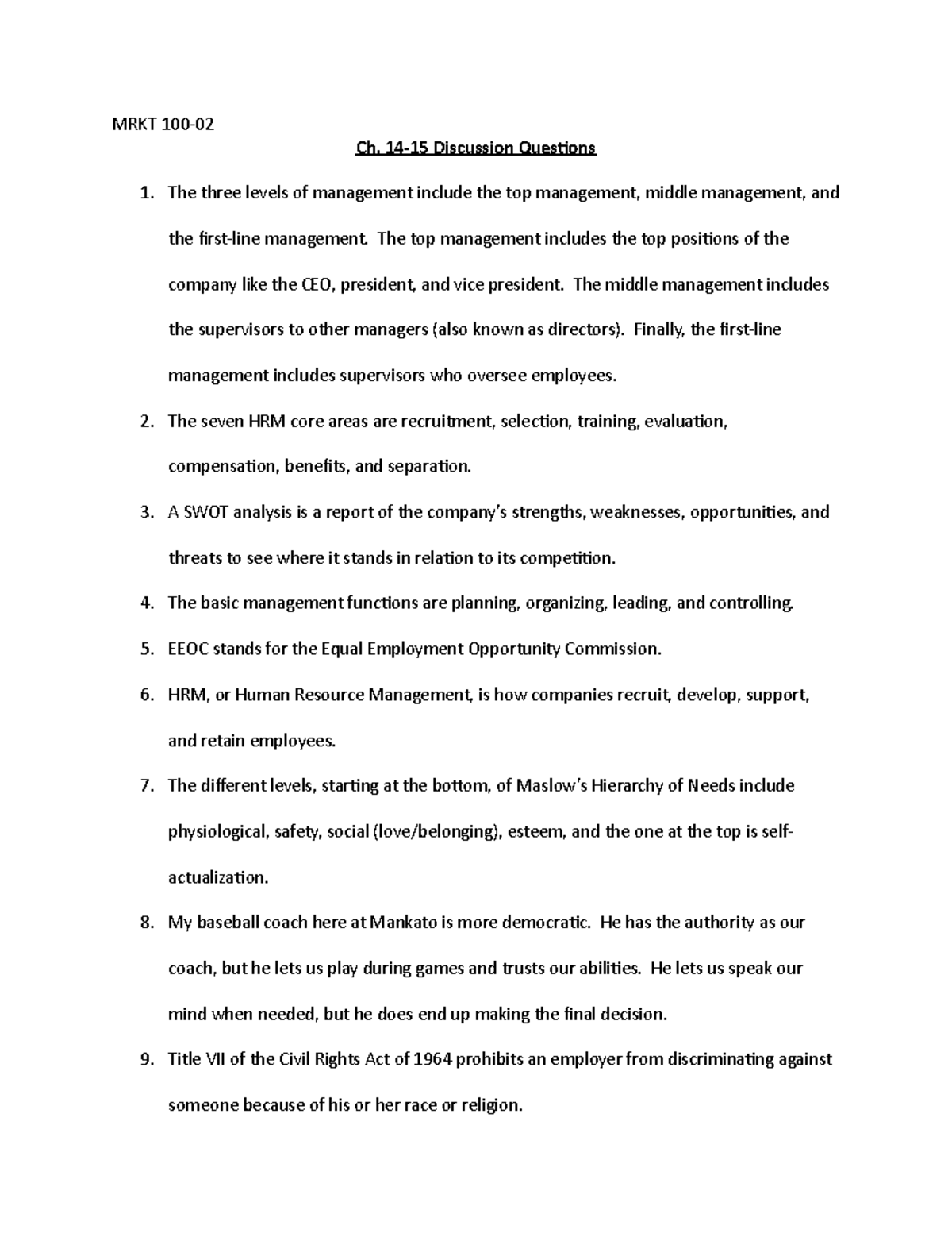 Ch. 14-15 Discussion Questions - MRKT 100-02 Ch. 14-15 Discussion ...
