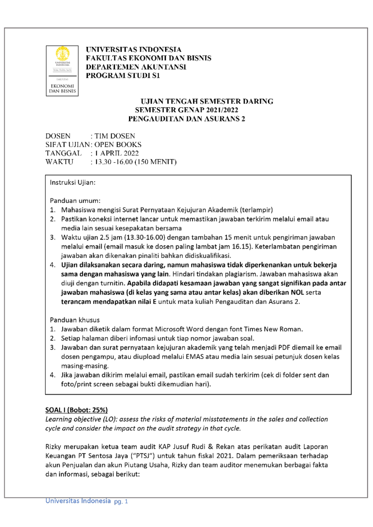 UTS audit_Mahdan IBrahim - Audit Internal - Studocu
