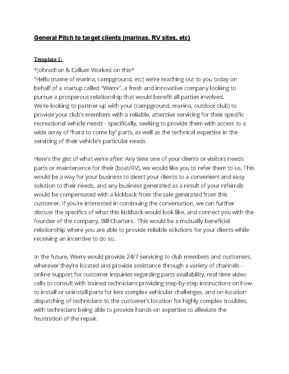 Script Talking Points for Sales Calls - General Pitch to target clients ...