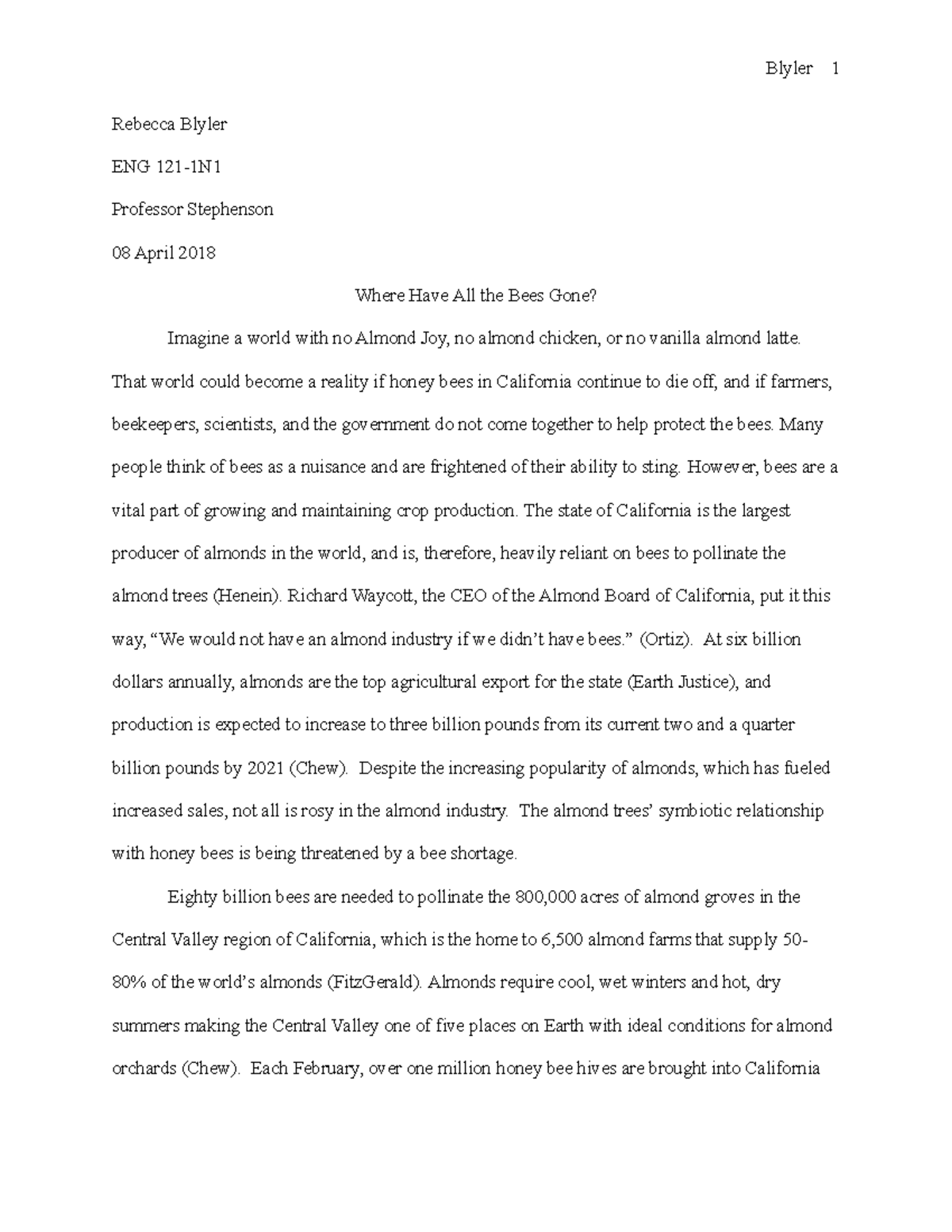 College English Essay 3 Rough Draft - Rebecca Blyler ENG 121-1N ...