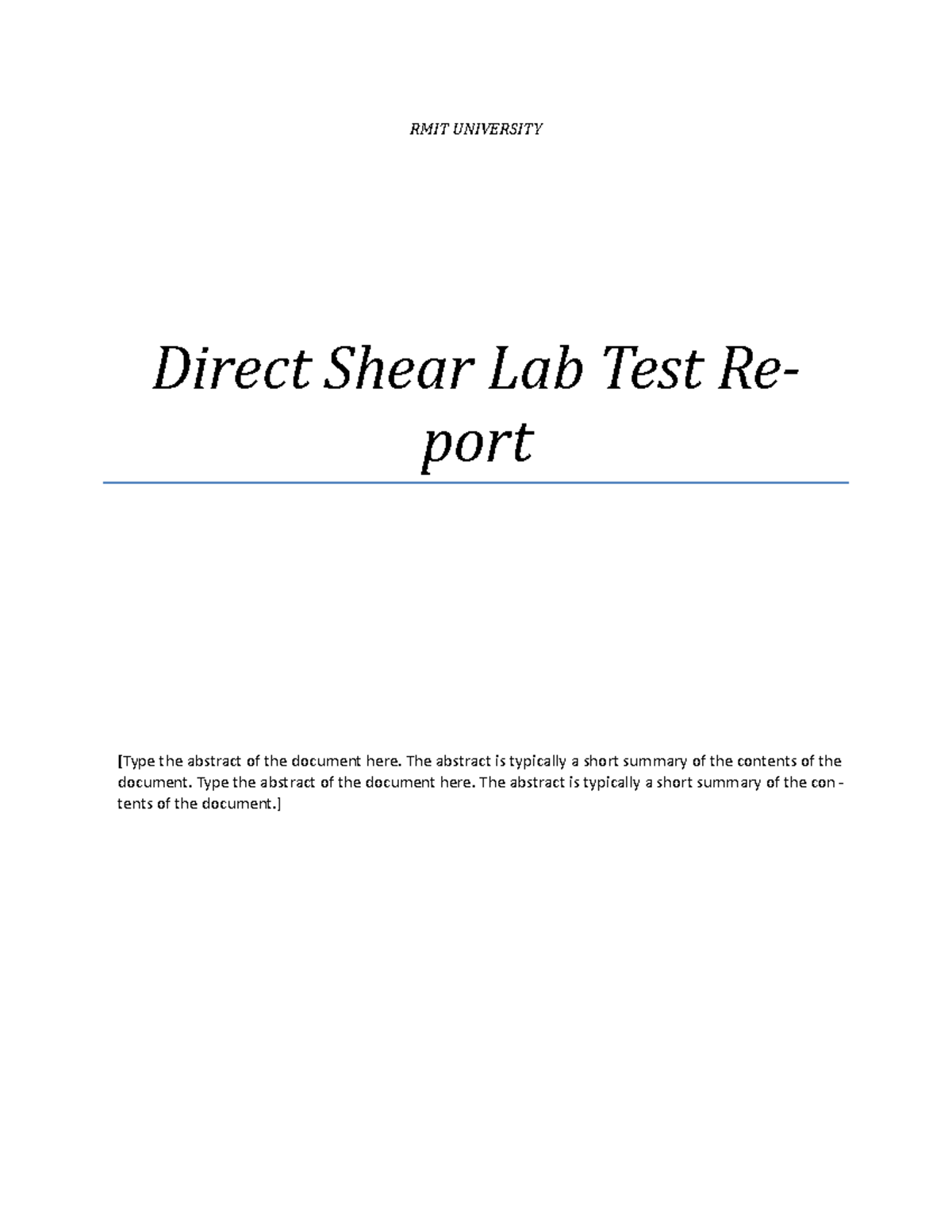 Direct Shear Lab Test Report - RMIT UNIVERSITY Direct Shear Lab Test ...