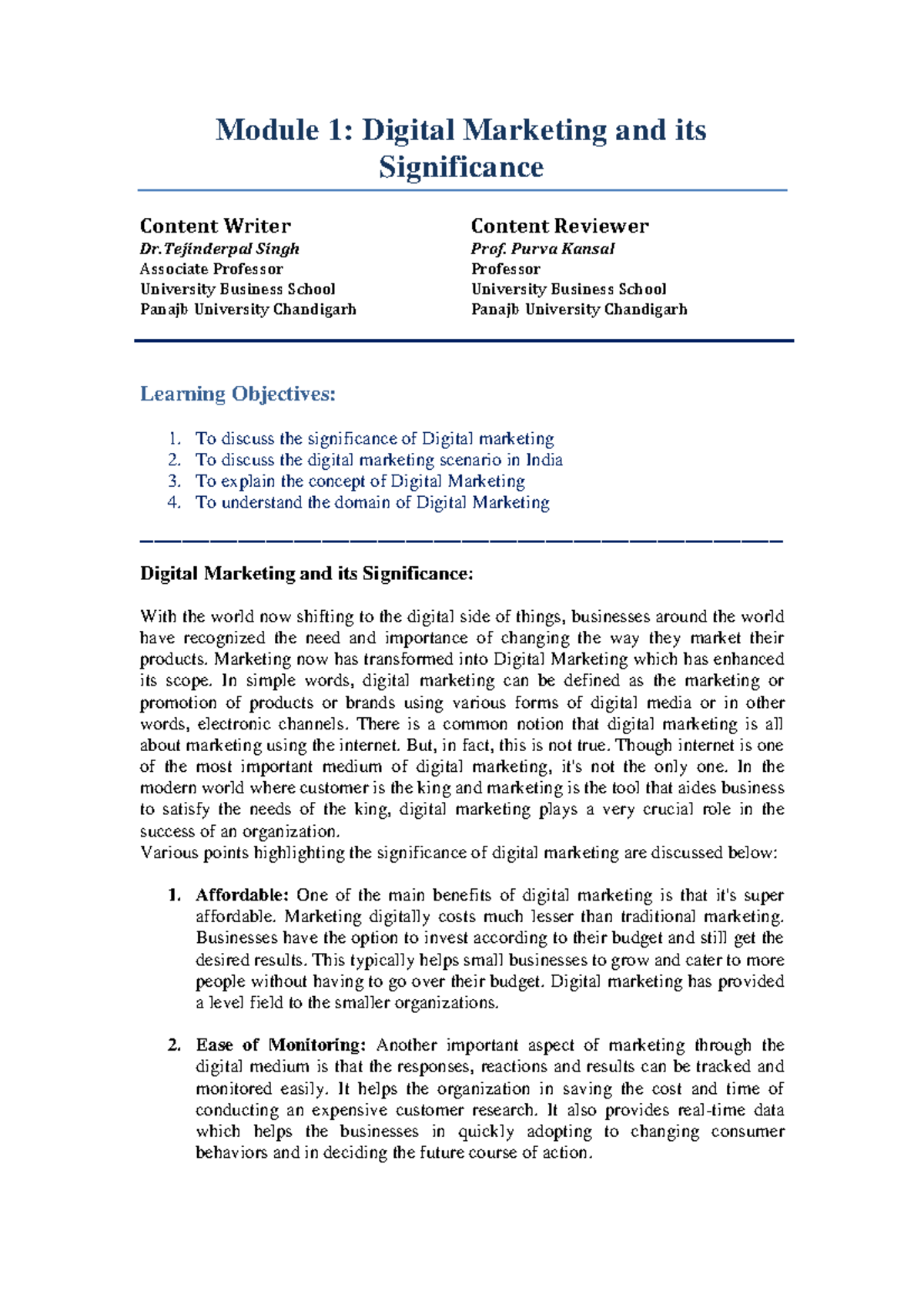 Introduction to Digital Marketing and its Significance - Module 1 ...