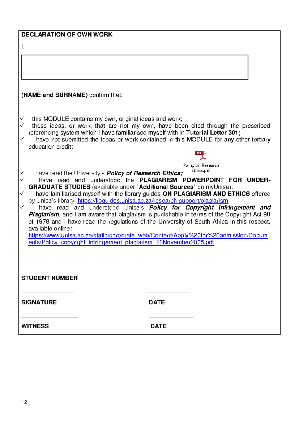 Declaration form c28ada7b4e9f1ffb3649d14892922 e17 - 12 DECLARATION OF ...