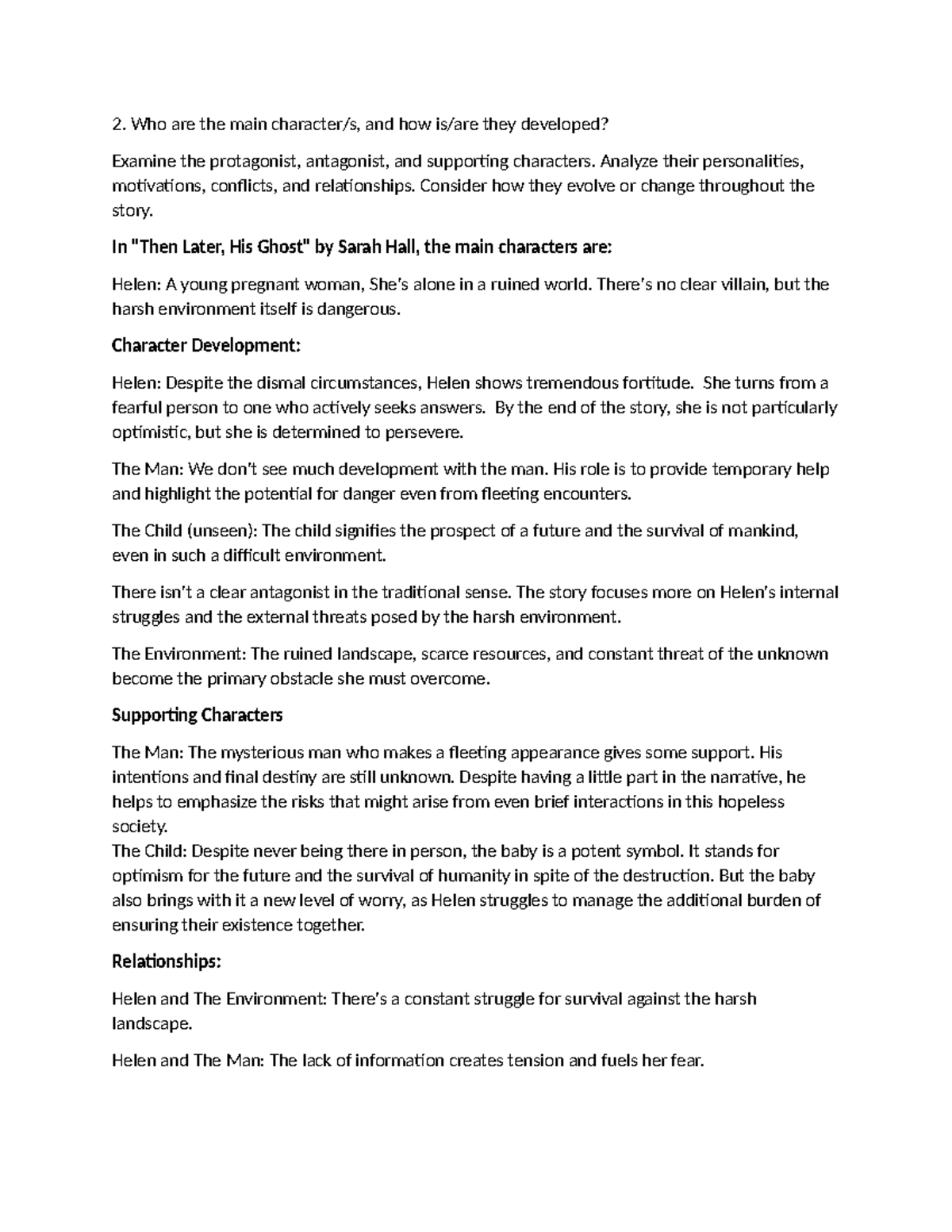 Then Later, His Ghost - Who are the main character/s, and how is/are ...