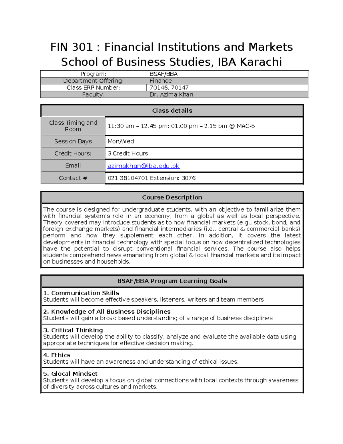 FIN 301 - Good Document - FIN 301 : Financial Institutions and Markets ...