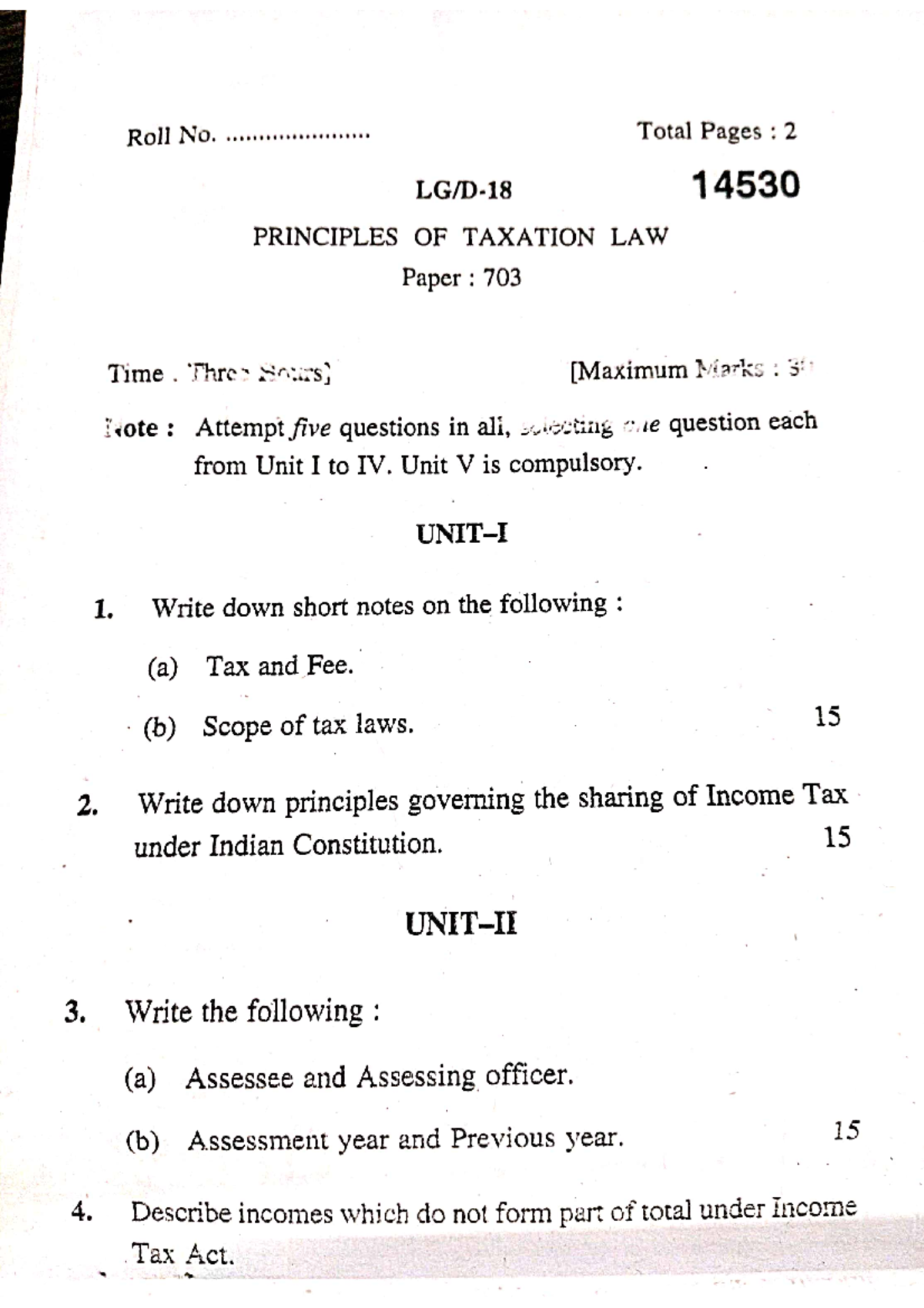 Tax 7 sem que paper - Llb - Studocu