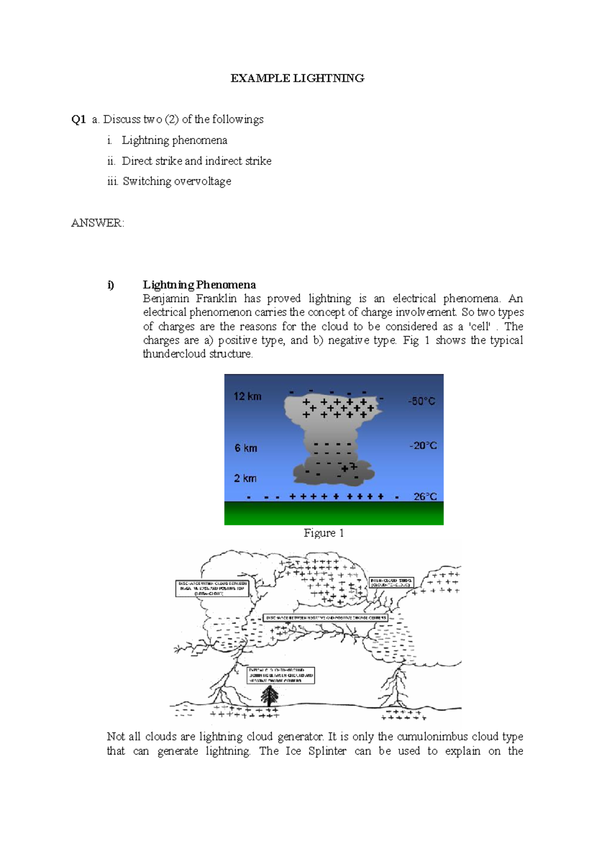 Chapter 3- Example Lightning - EXAMPLE LIGHTNING Q1 a. Discuss two (2 ...