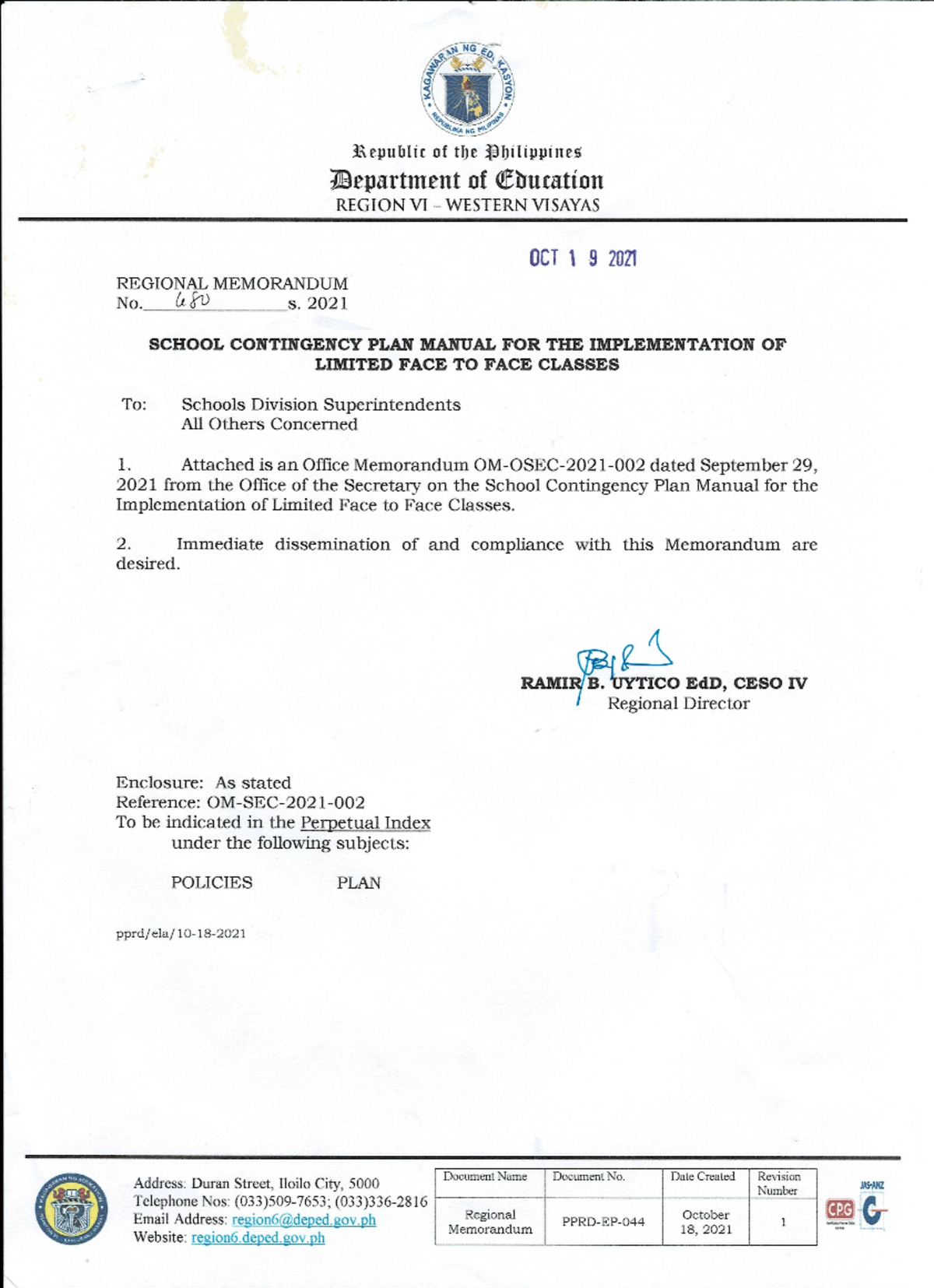 Guidelines for Face To Face Learning - Kinder to Level 12 - Studocu