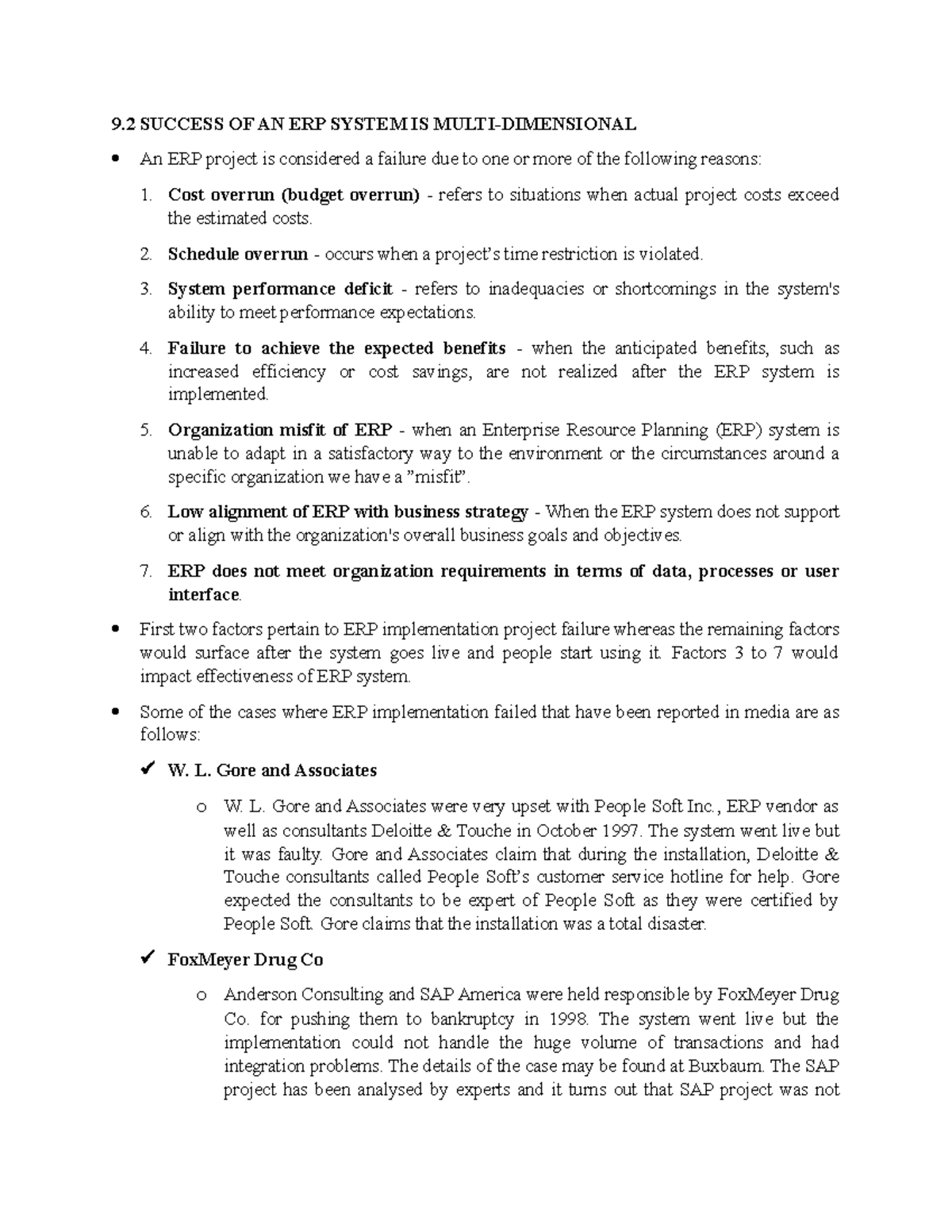 SUCCESS OF AN ERP SYSTEM IS MULTI-DIMENSIONAL - Cost overrun (budget ...