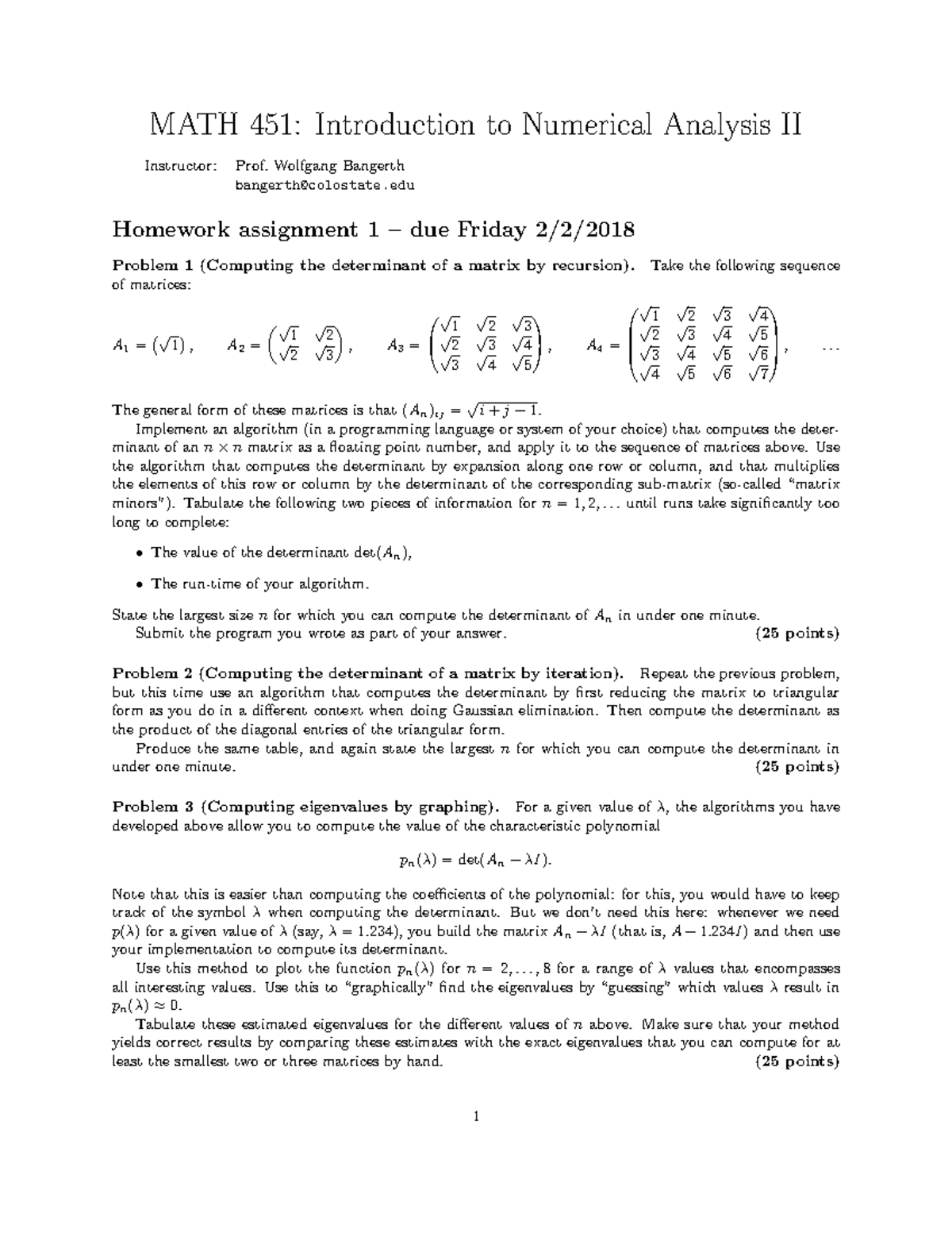 Homework-1 - MATH 451: Introduction to Numerical Analysis II Instructor ...