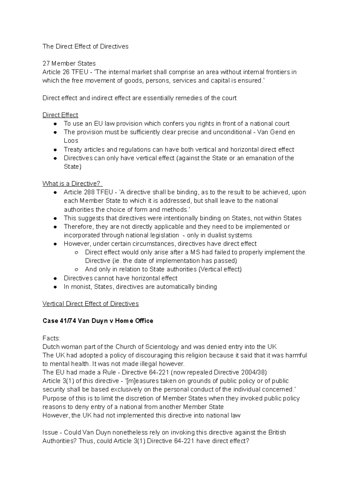 The Direct Effect of Directives LC3 Notes - The Direct Effect of ...