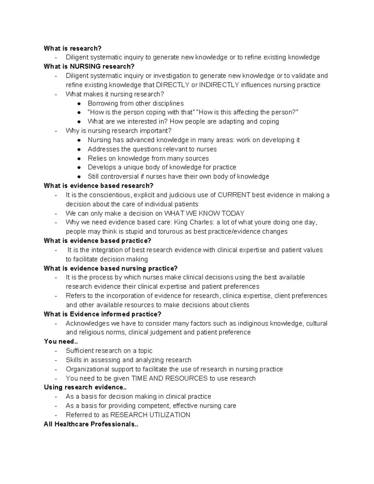 344 Nursing Research - What is research? - Diligent systematic inquiry ...