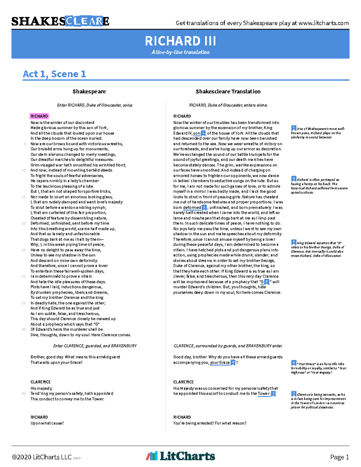 Richard III - shsolfhio - RICHARD III A line-by-line translation Act 1 ...