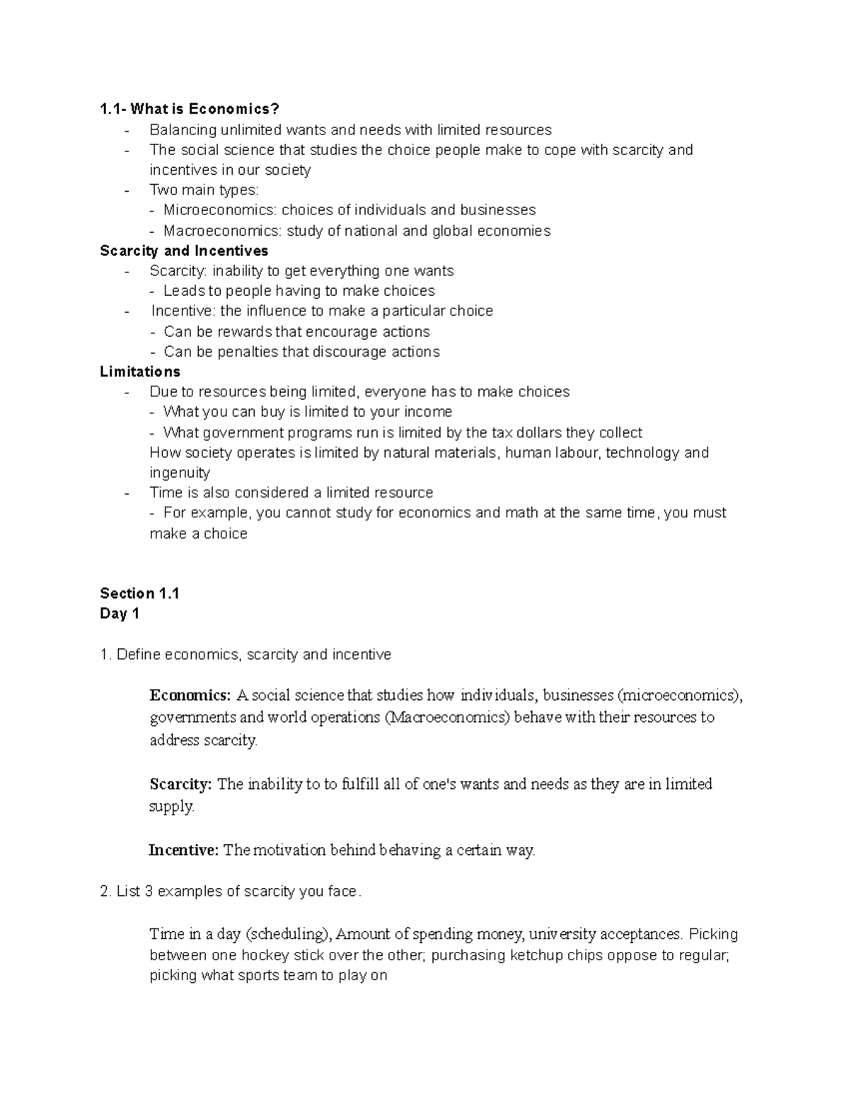 Economics Unit 1 - Very great - 1- What is Economics? - Balancing ...