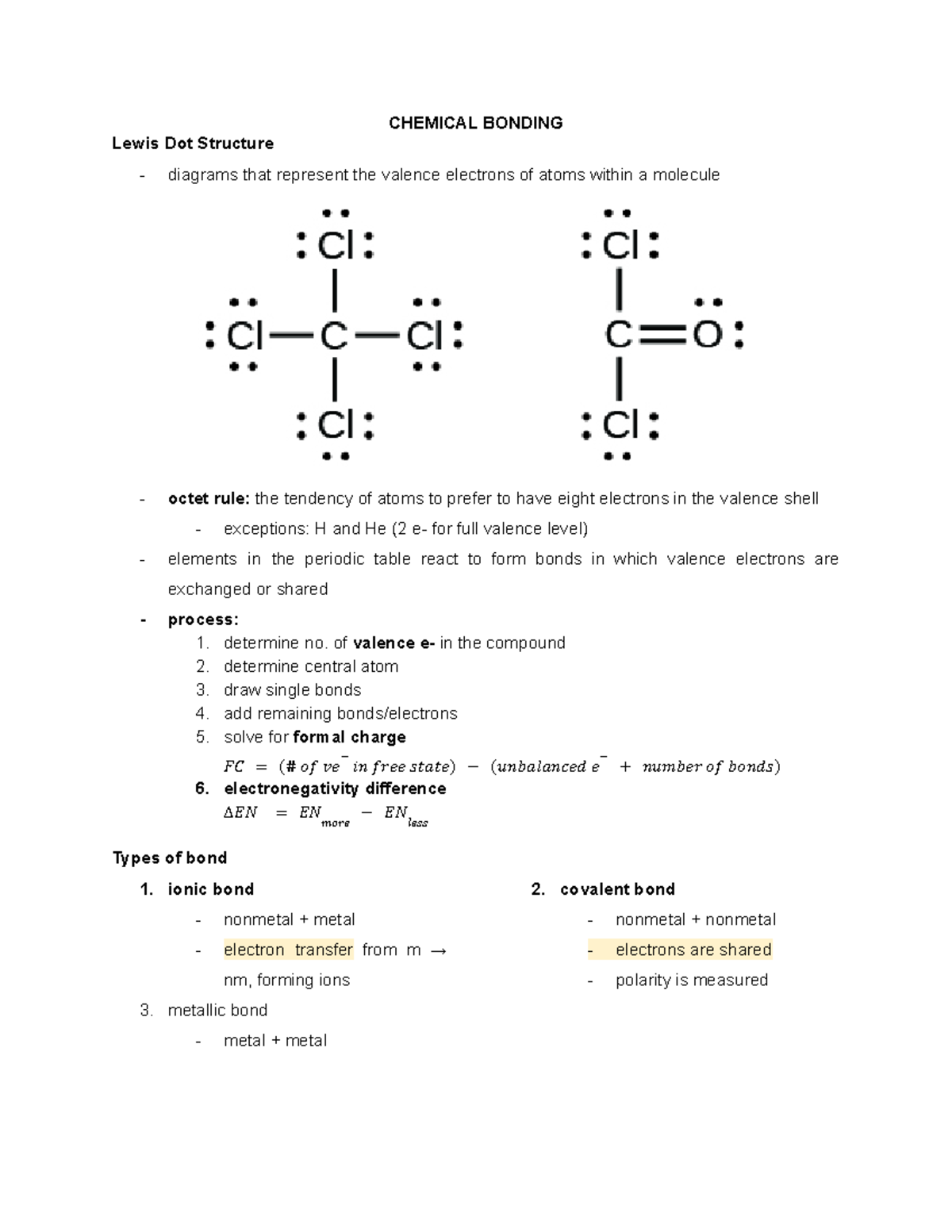 Gen chem - general chemistry notes - CHEMICAL BONDING Lewis Dot ...