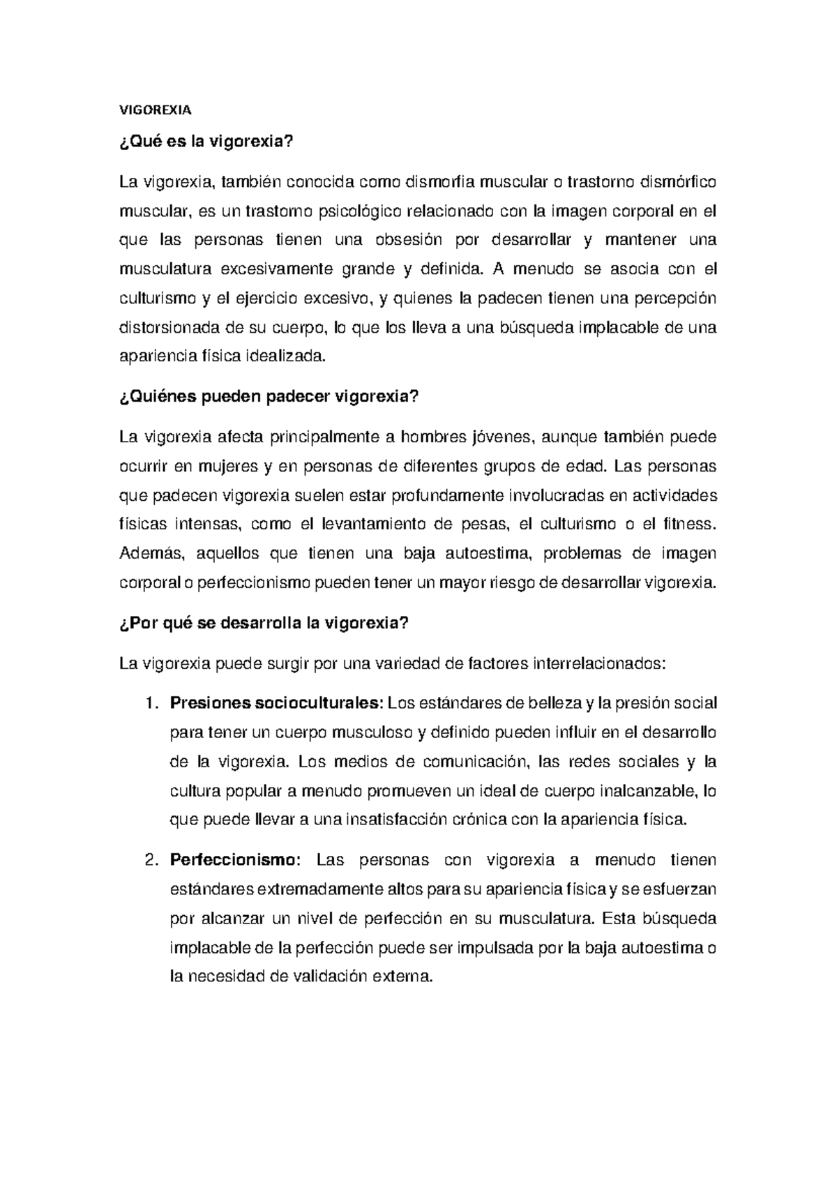 Vigorexia - cvbnm - VIGOREXIA ¿Qué es la vigorexia? La vigorexia ...