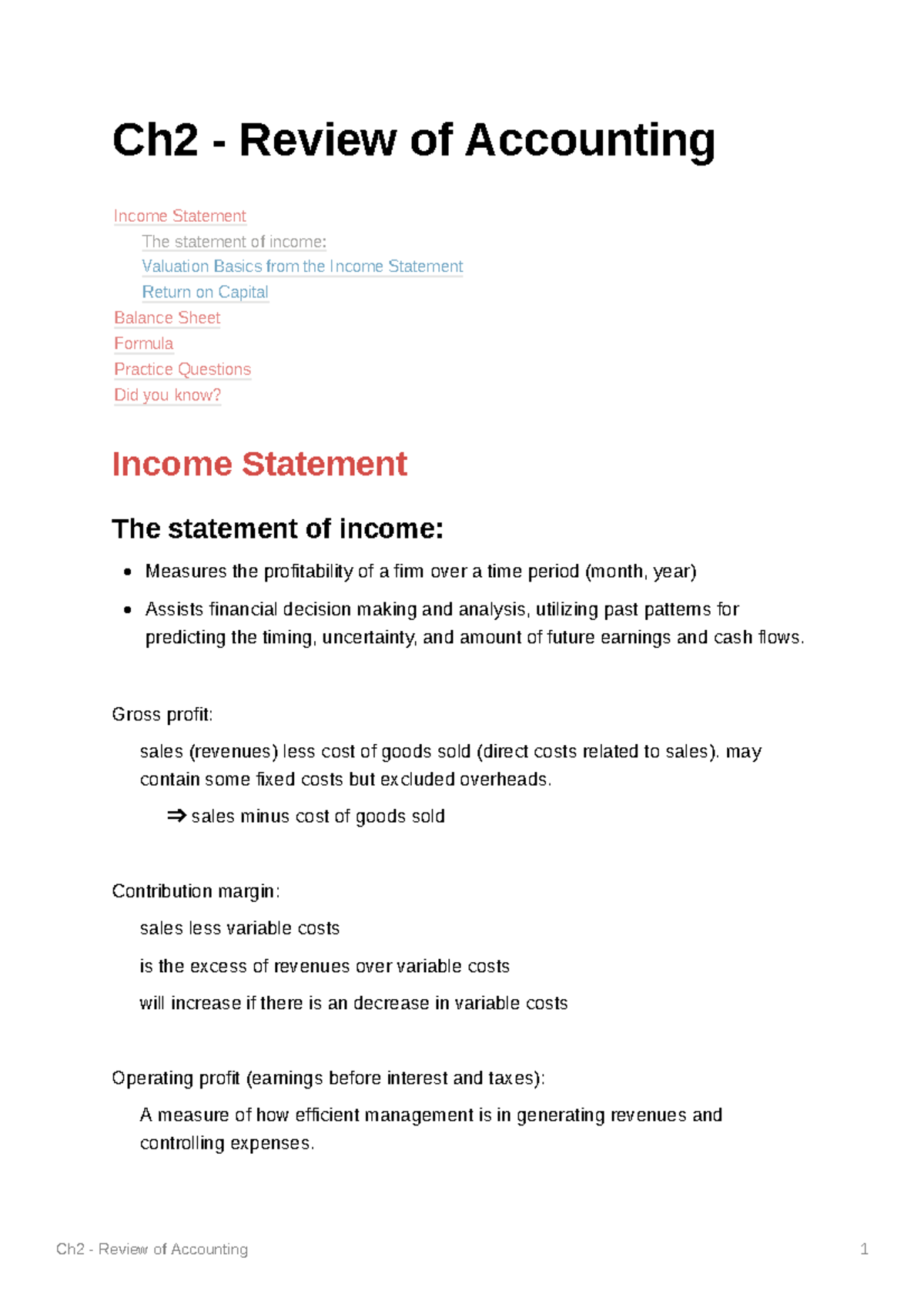 Ch2 - Review of Accounting - Ch2 - Review of Accounting Income ...